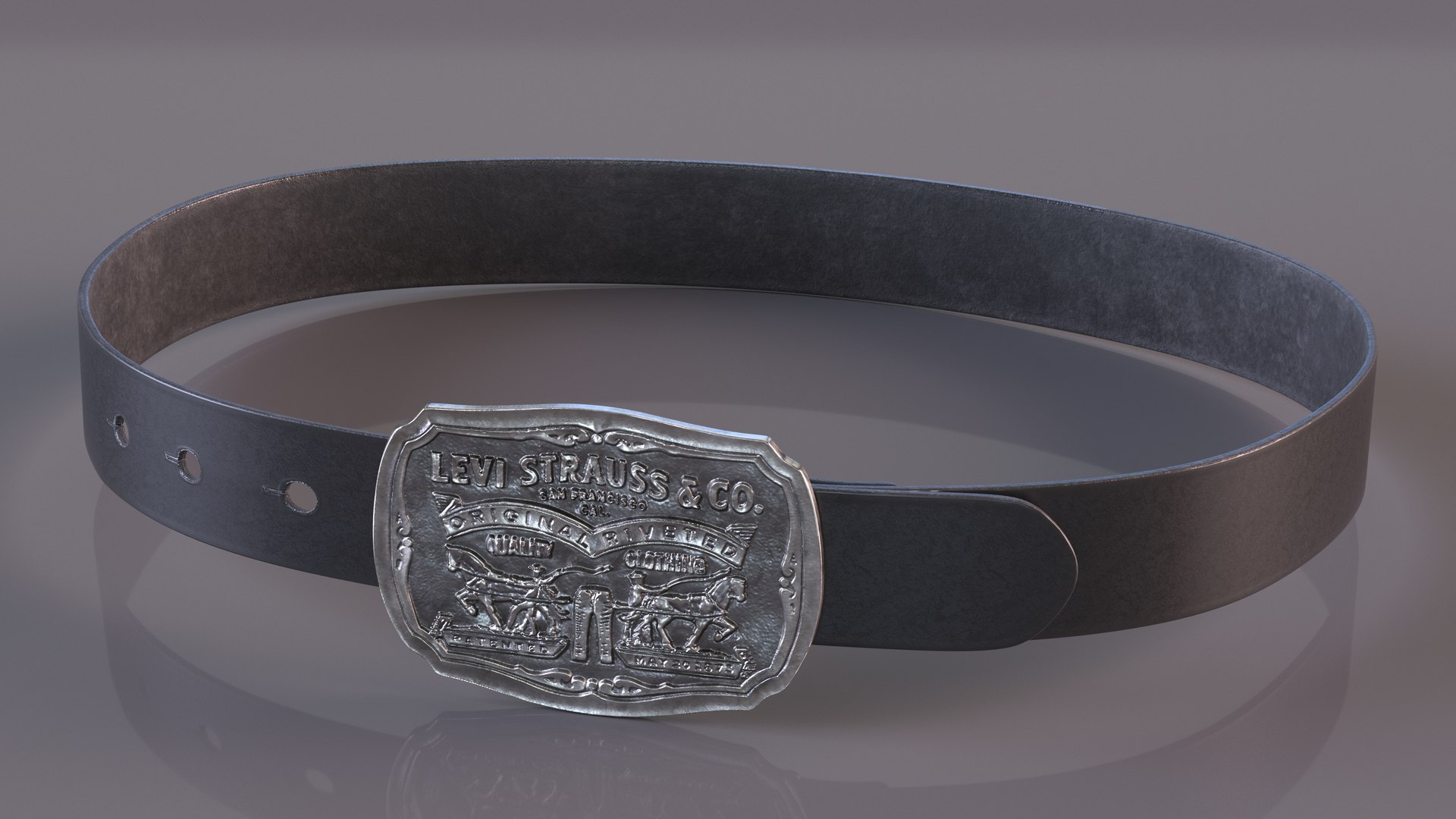 3D Levis Belt With Plaque Buckle Model - TurboSquid 2040357