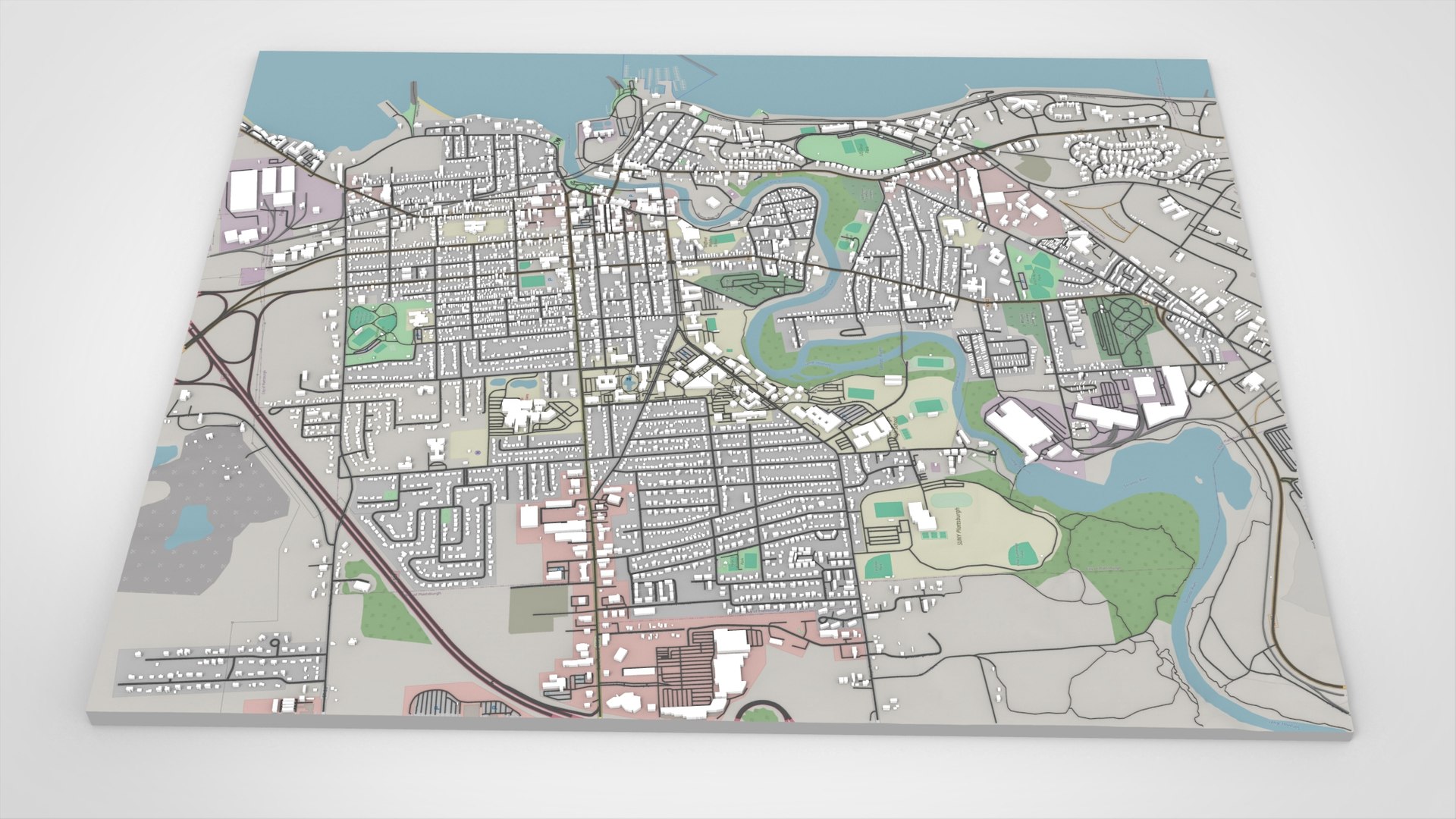 Cityscape Plattsburgh Clinton County New York United States 3D Model ...
