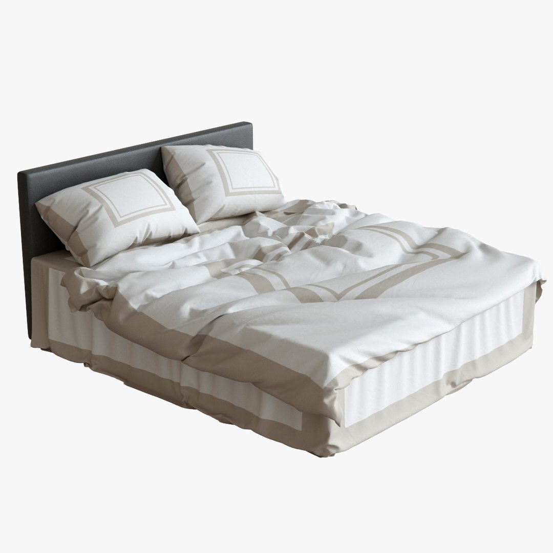 3d Model Of Realistic Linens Bed