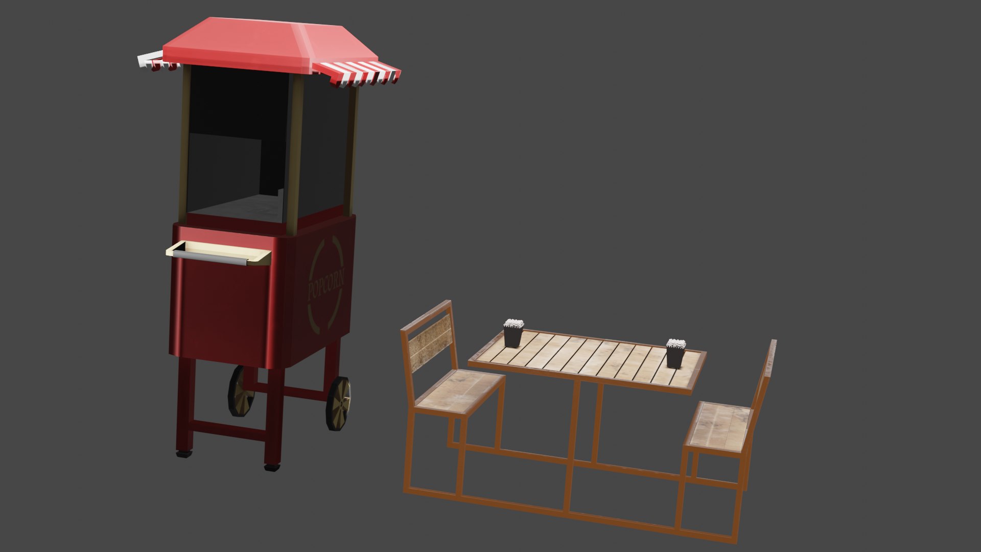 Popcorn Stall 3D Model - TurboSquid 2149403
