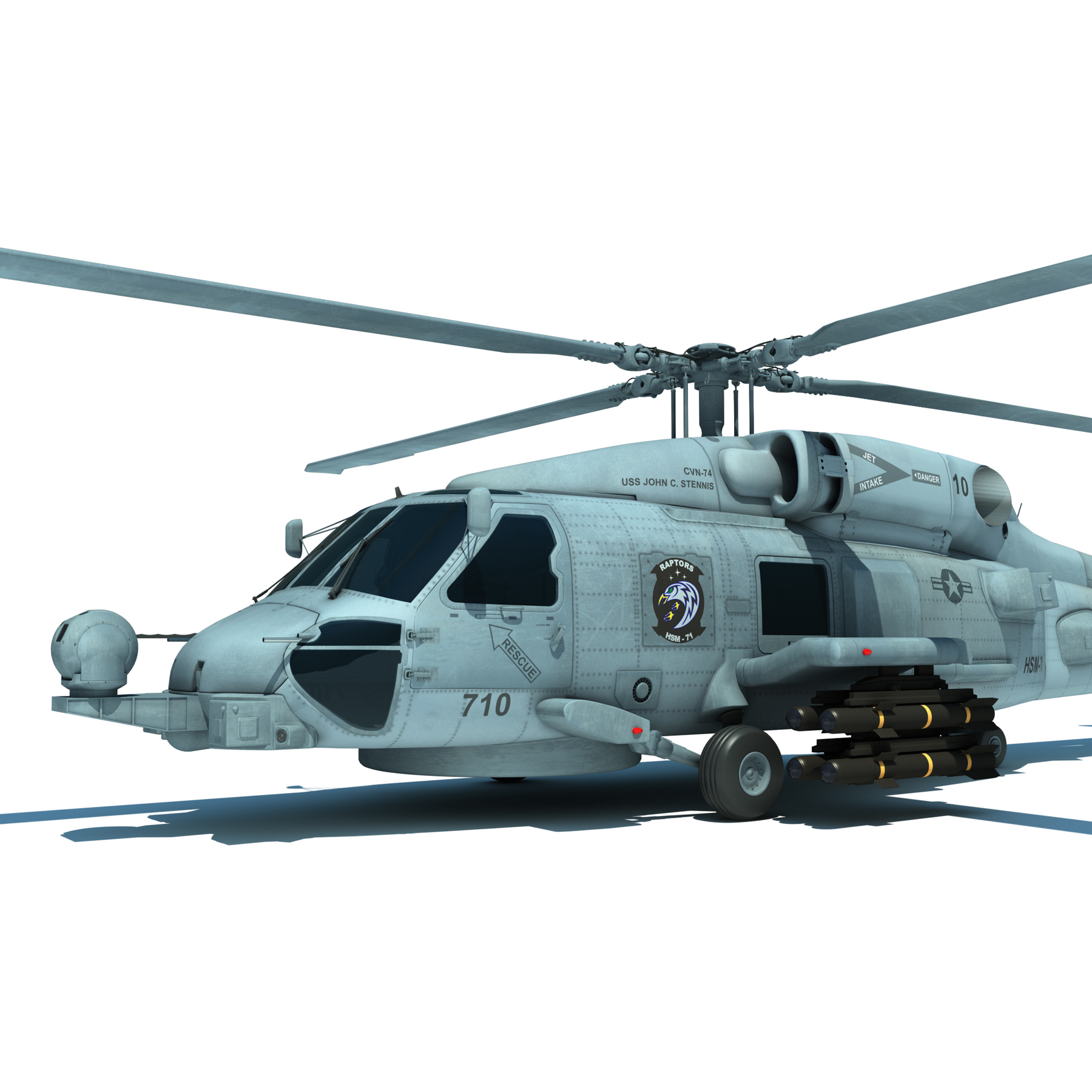 3d model of mh-60r military helicopter