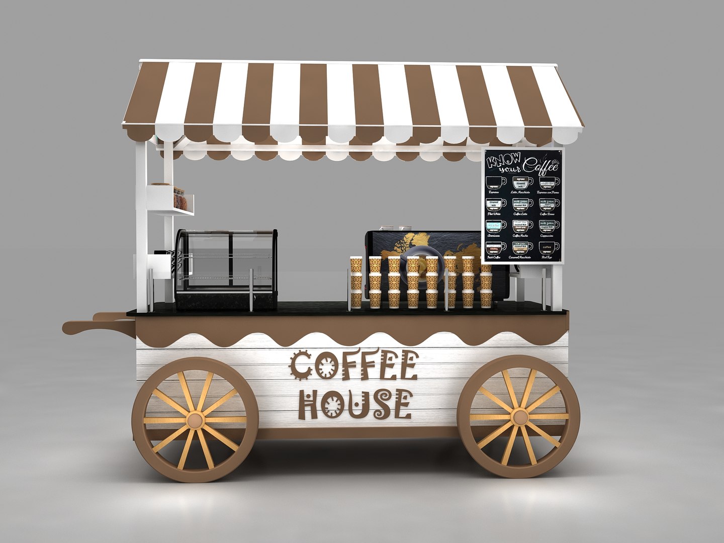 Cafe Cart 3D Model - TurboSquid 1995337
