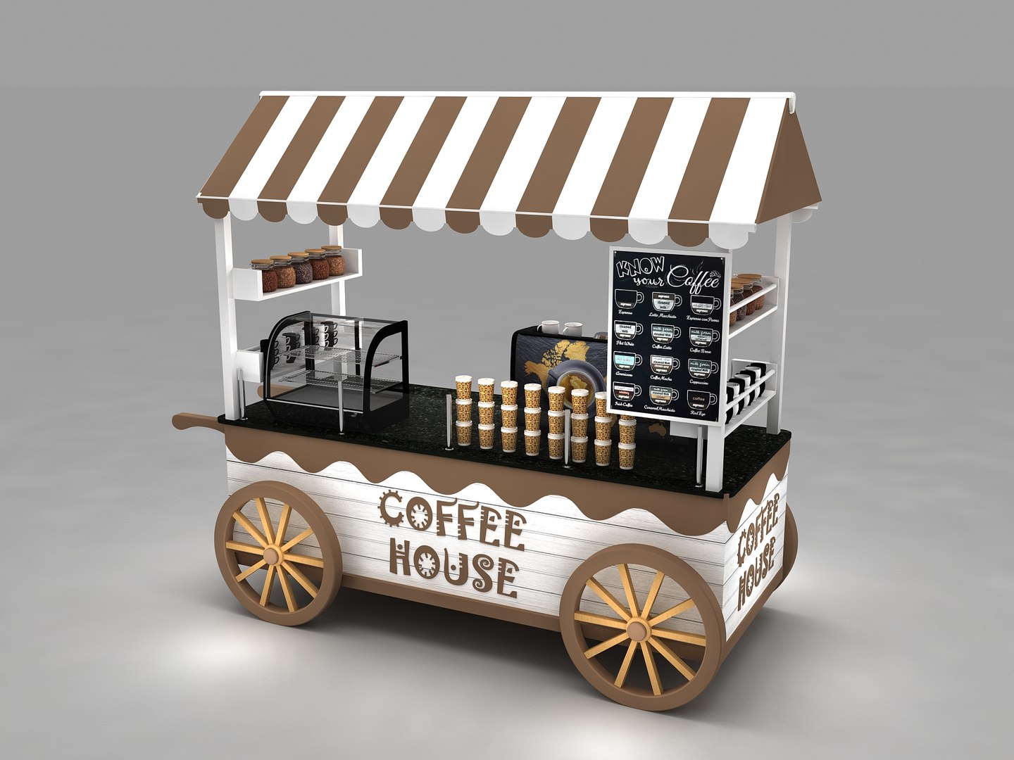 Cafe Cart 3D Model - TurboSquid 1995337
