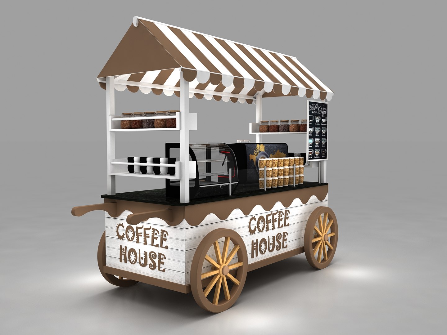 Cafe Cart 3D Model - TurboSquid 1995337