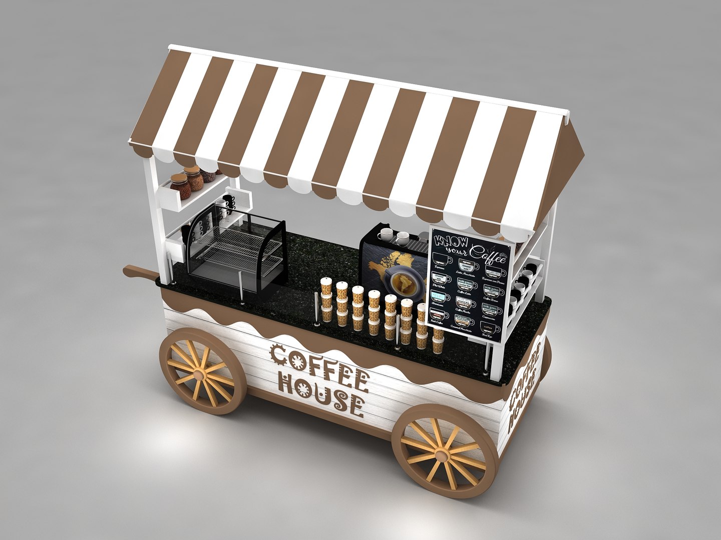 Cafe Cart 3D Model - TurboSquid 1995337