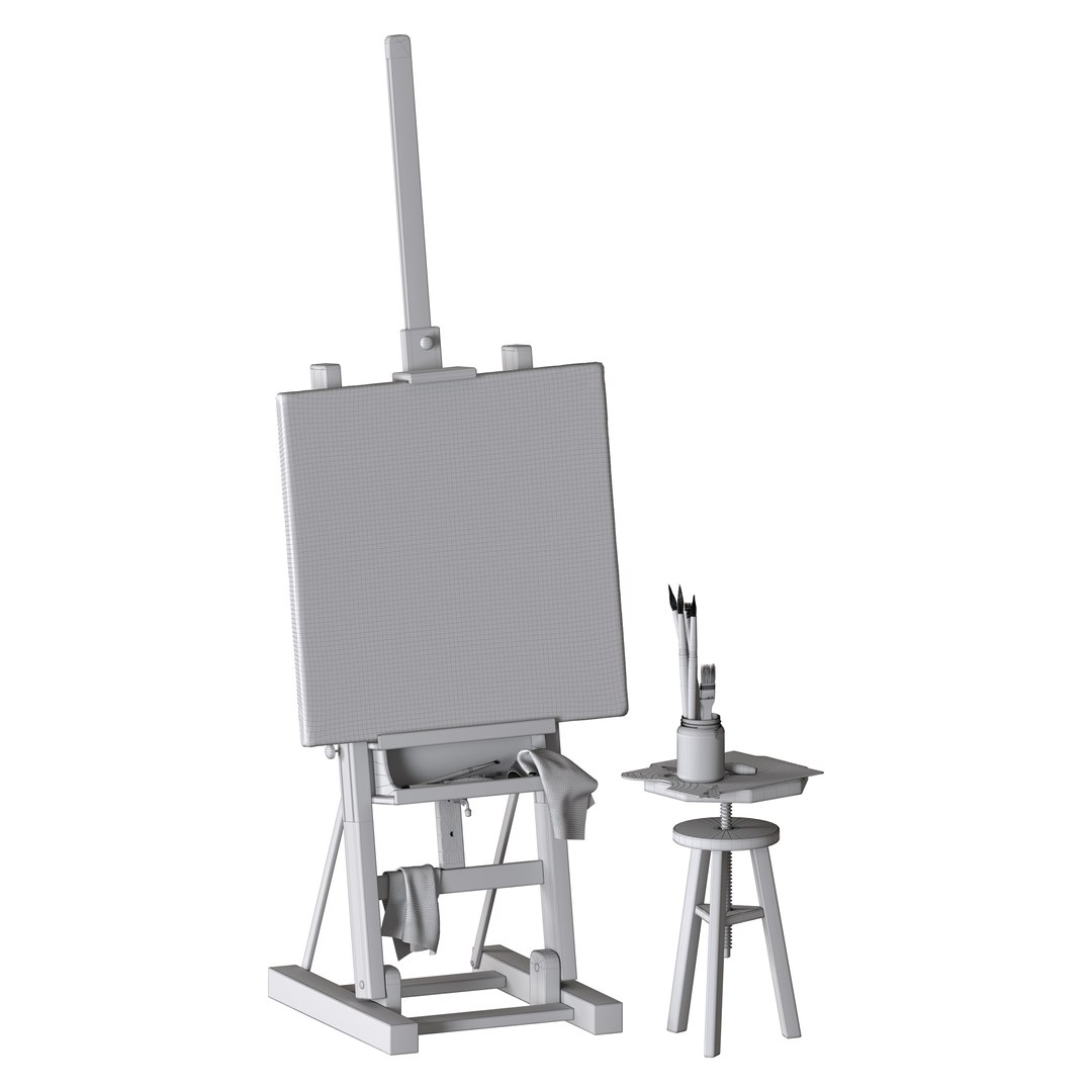 Artist Set With Easel Model - TurboSquid 1990544