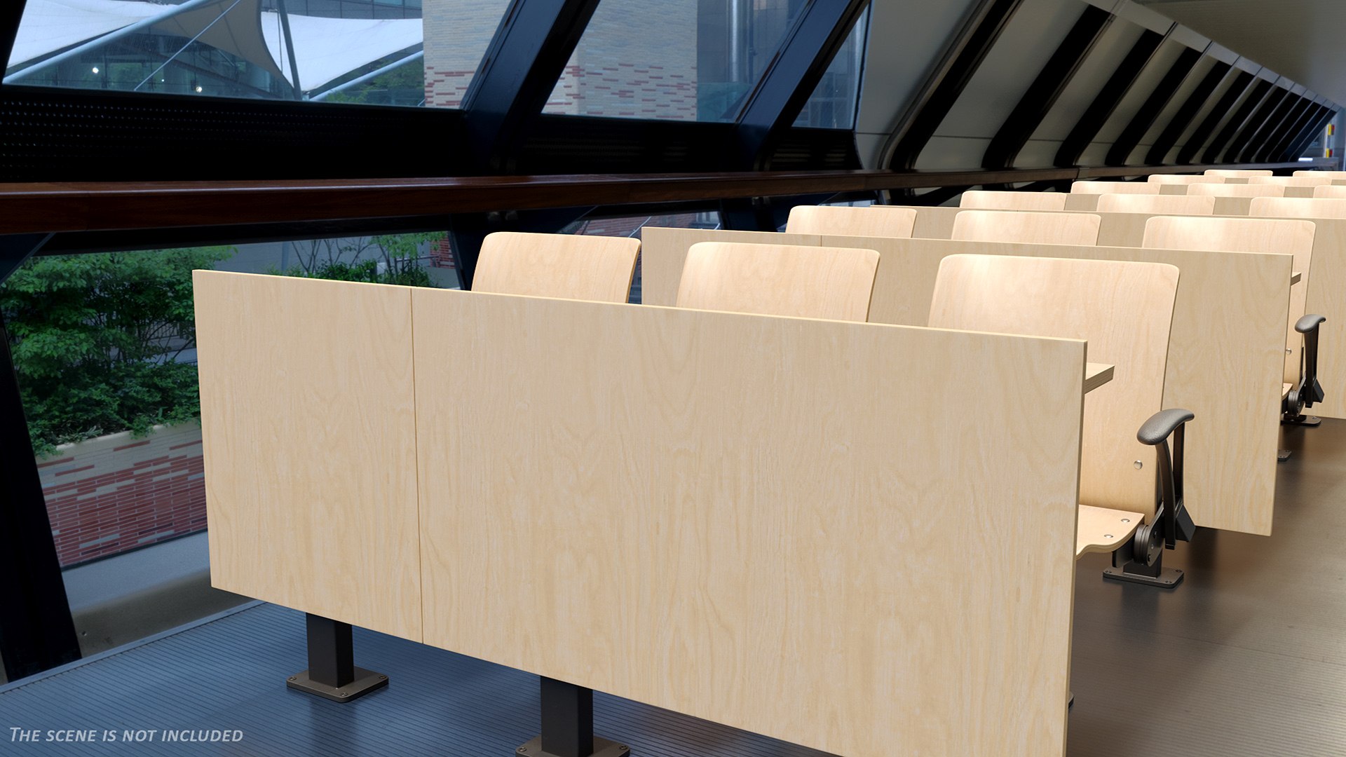 Auditorium Chairs And Tables Light Wood 3D Model - TurboSquid 1957879