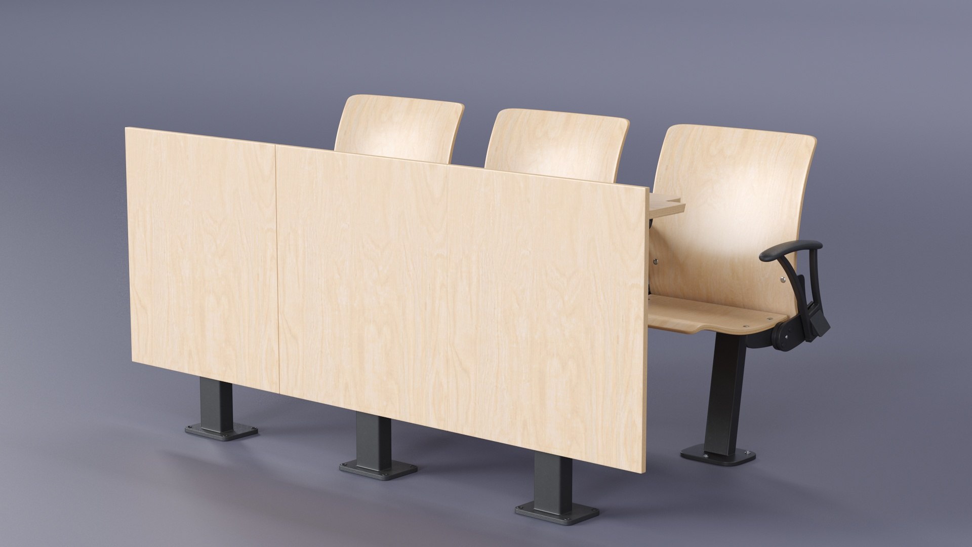 Auditorium Chairs And Tables Light Wood 3D model - TurboSquid 1957879
