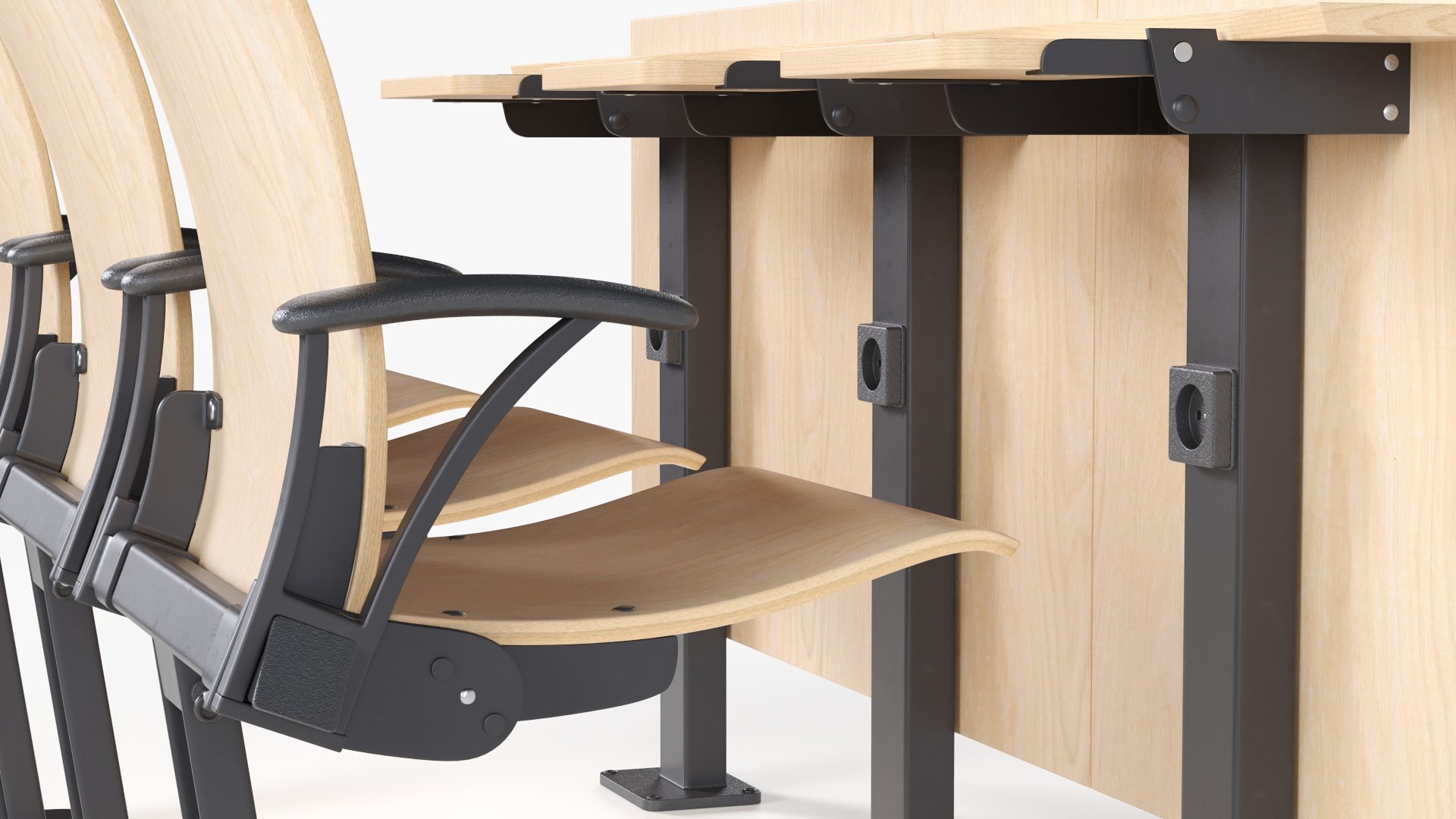 Auditorium Chairs And Tables Light Wood 3D Model - TurboSquid 1957879