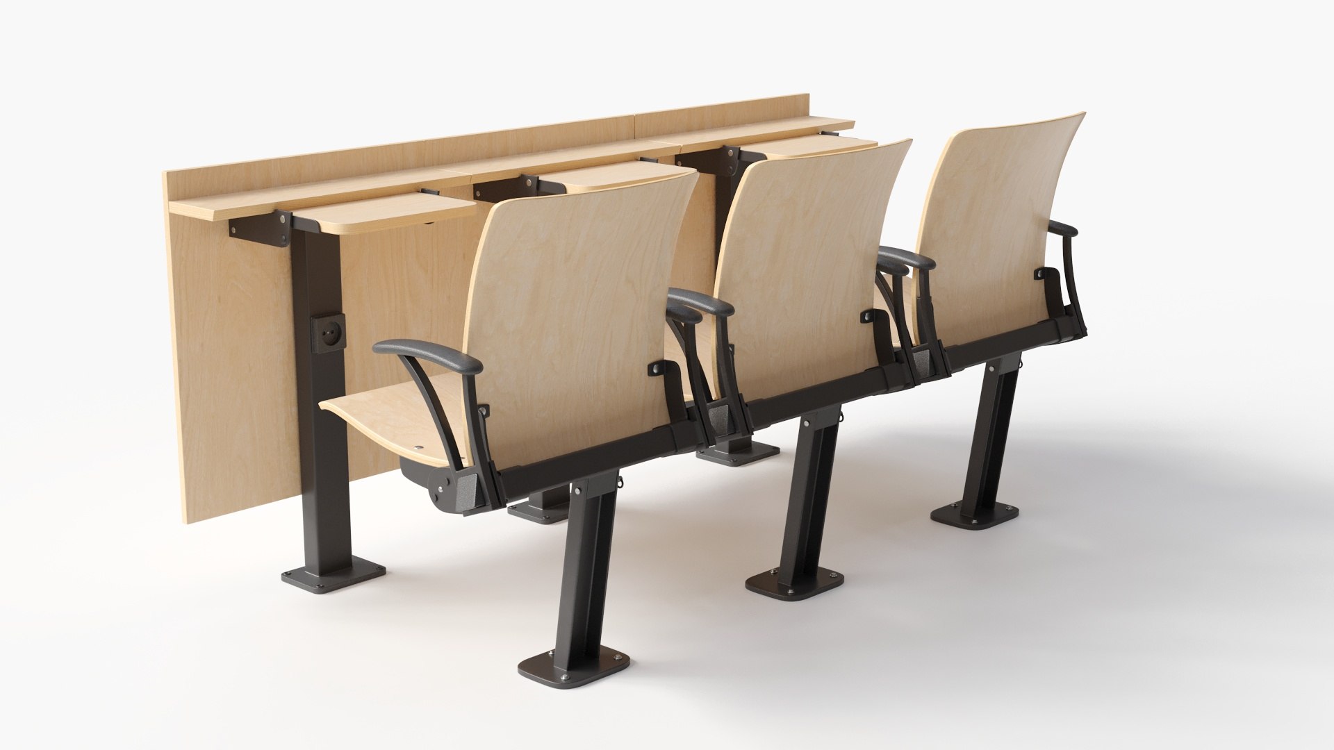 Auditorium Chairs And Tables Light Wood 3D Model - TurboSquid 1957879