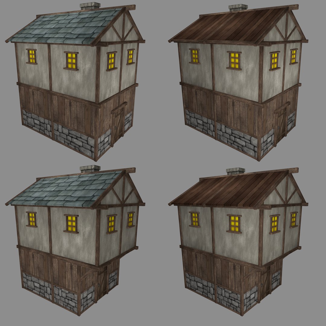 Pack Low-poly Medieval Buildings 3d Obj