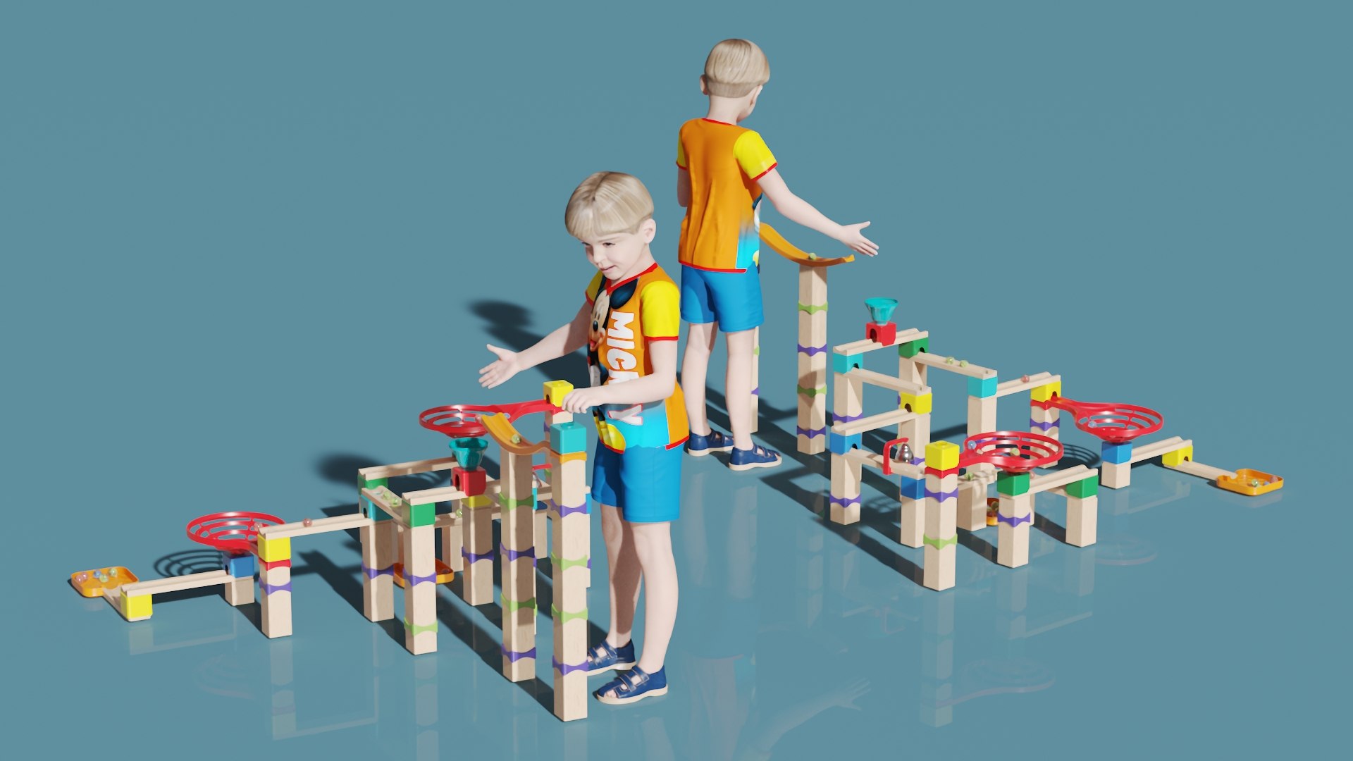 3D Boy With Wooden Marble Run Toy - TurboSquid 2313999
