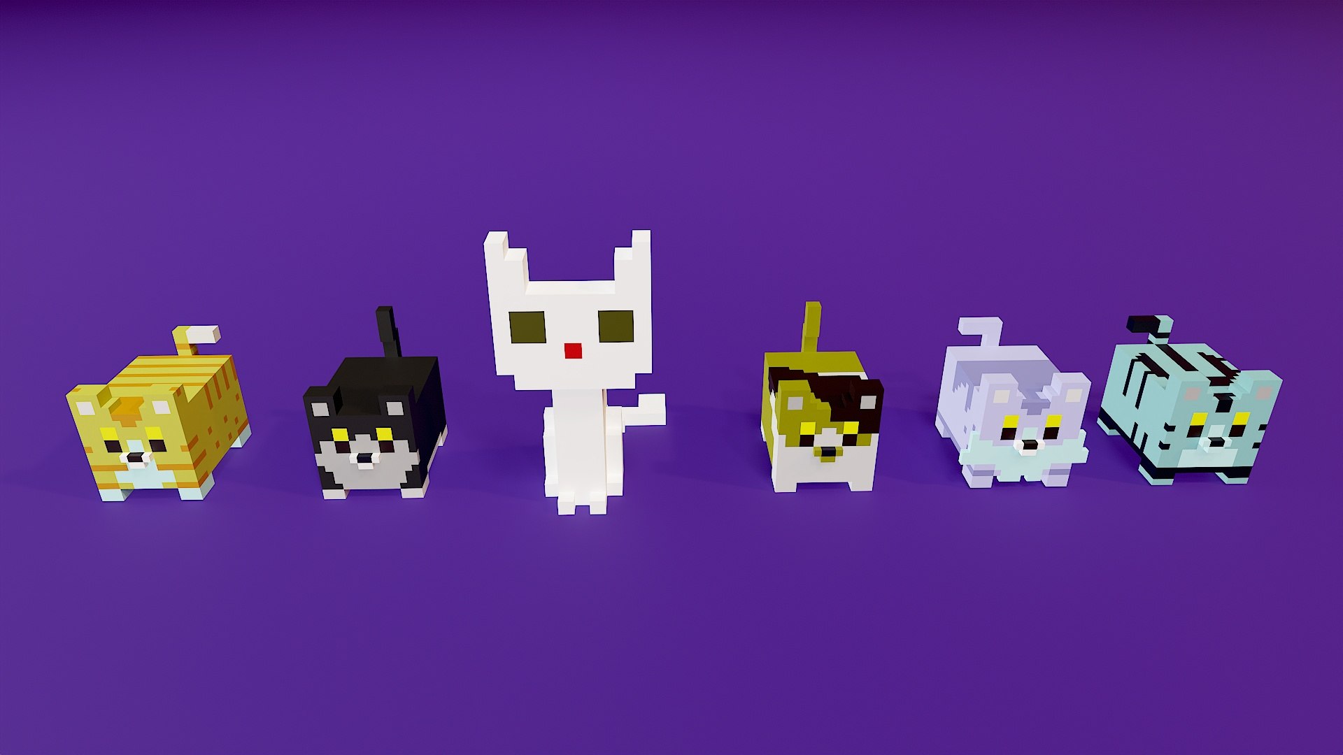 3D Model Cat Voxel Art Pack 3d Model - TurboSquid 2182602