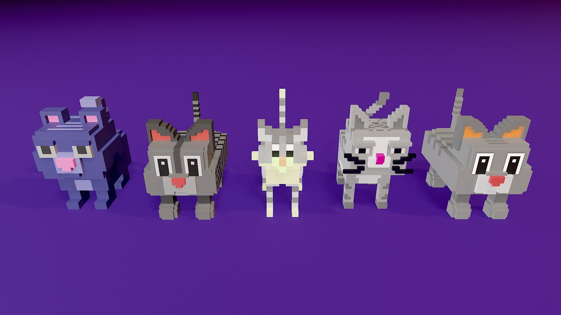 3D Model Cat Voxel Art Pack 3d Model - TurboSquid 2182602