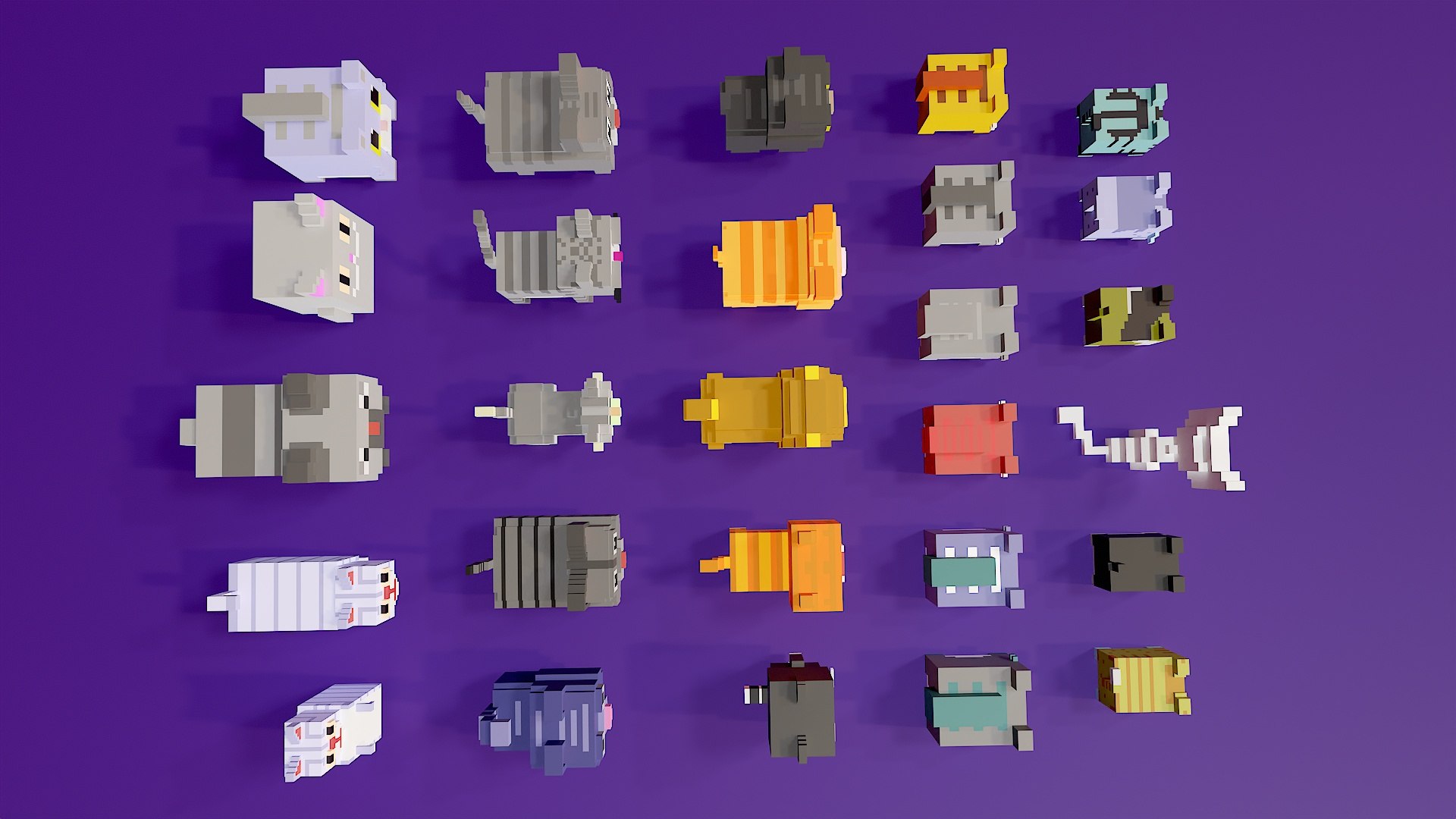3D Model Cat Voxel Art Pack 3d Model - TurboSquid 2182602
