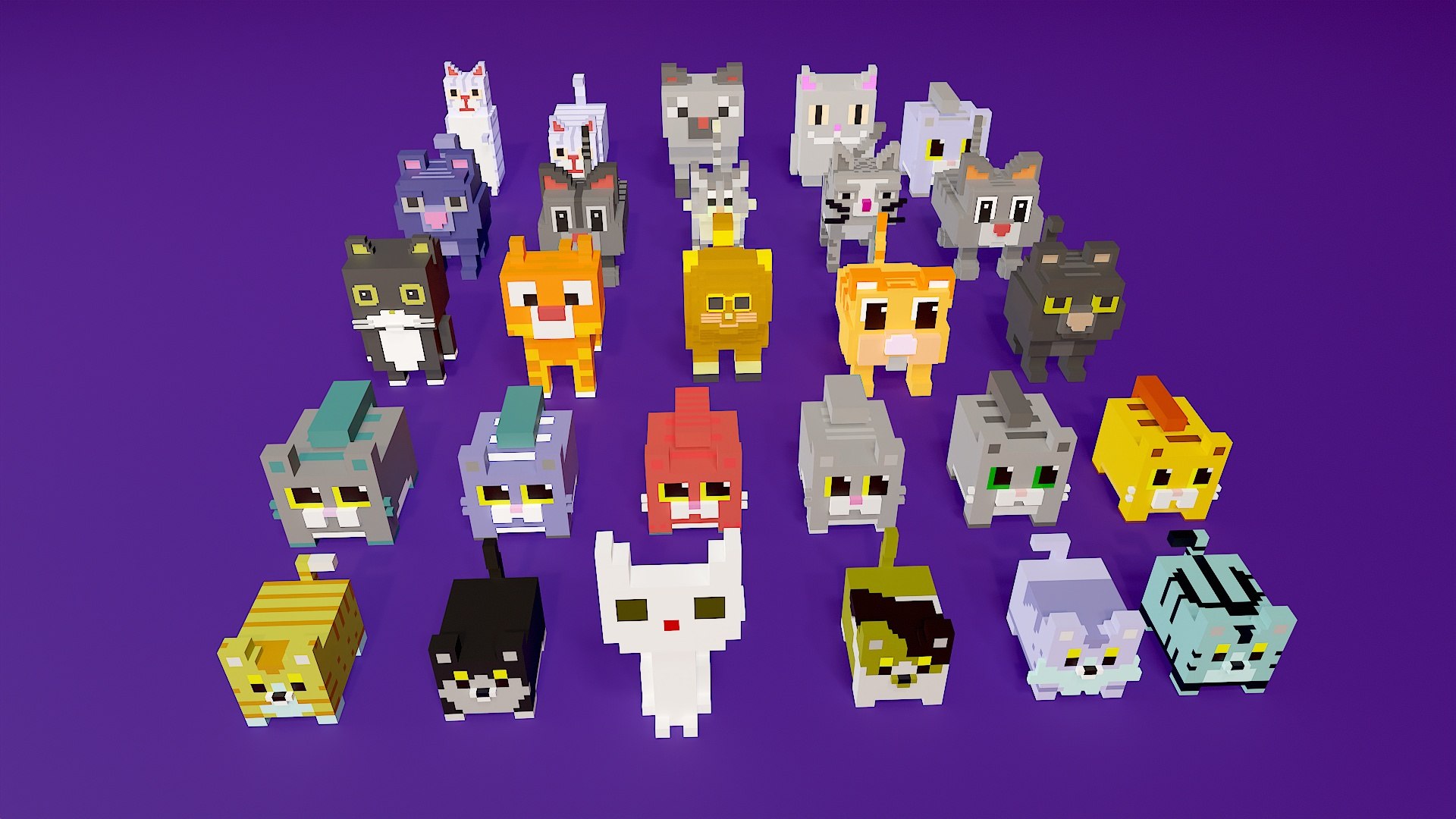 3D Model Cat Voxel Art Pack 3d Model - TurboSquid 2182602