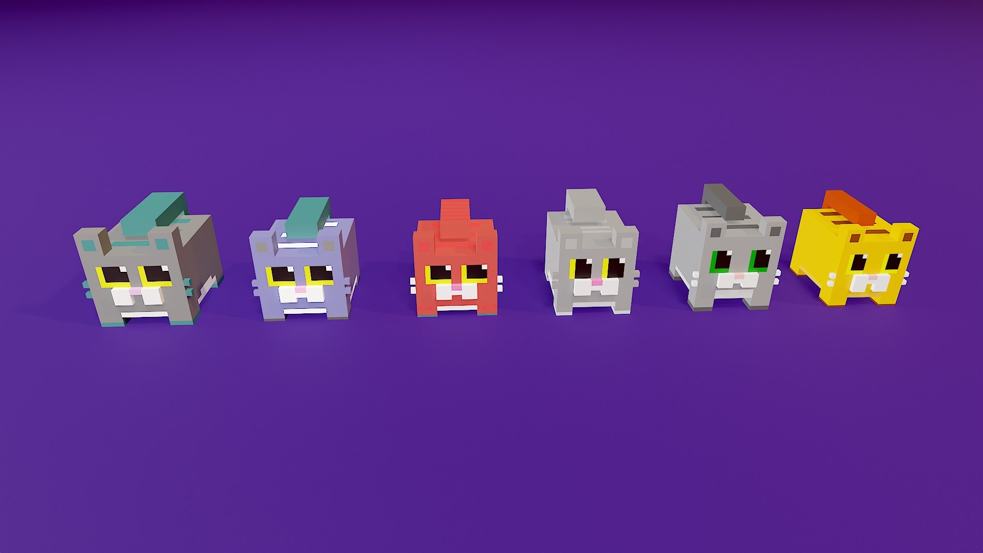 3D Model Cat Voxel Art Pack 3d Model - TurboSquid 2182602