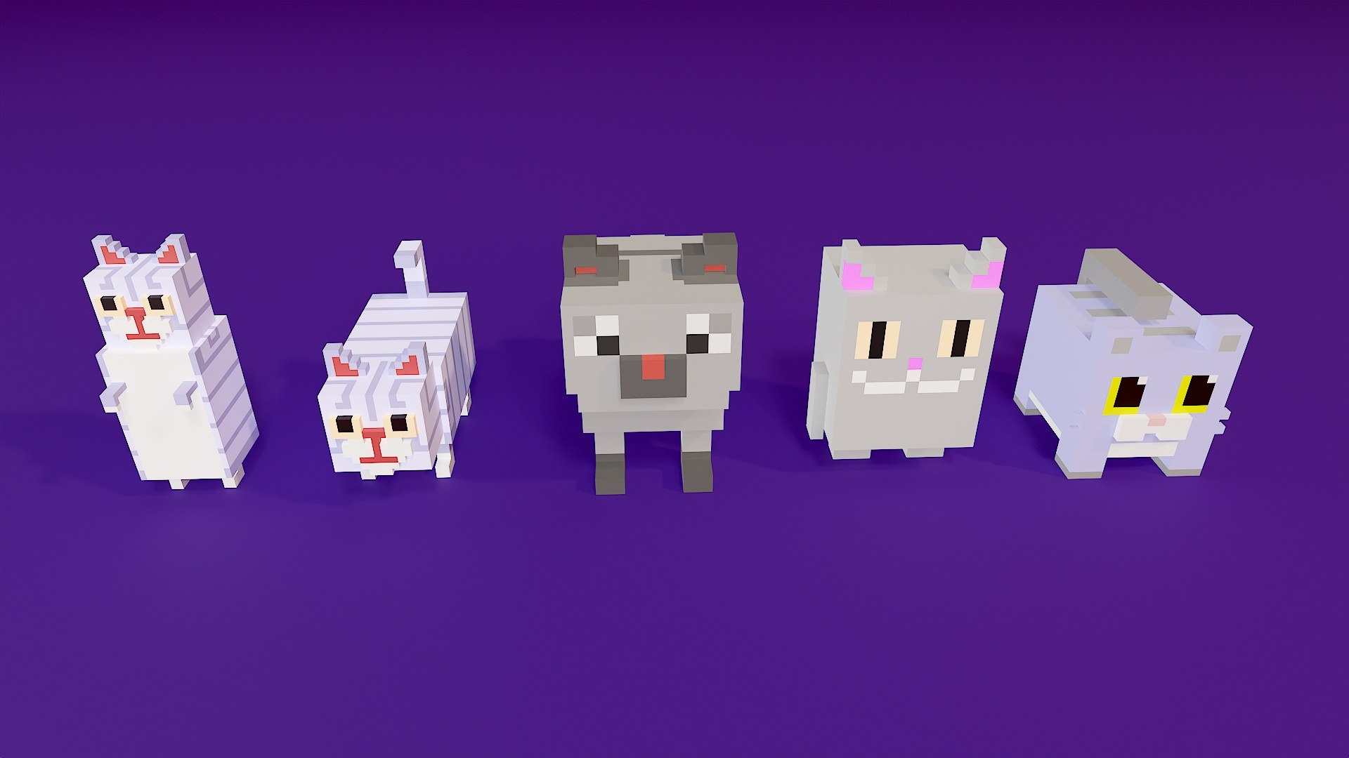 3D Model Cat Voxel Art Pack 3d Model - TurboSquid 2182602