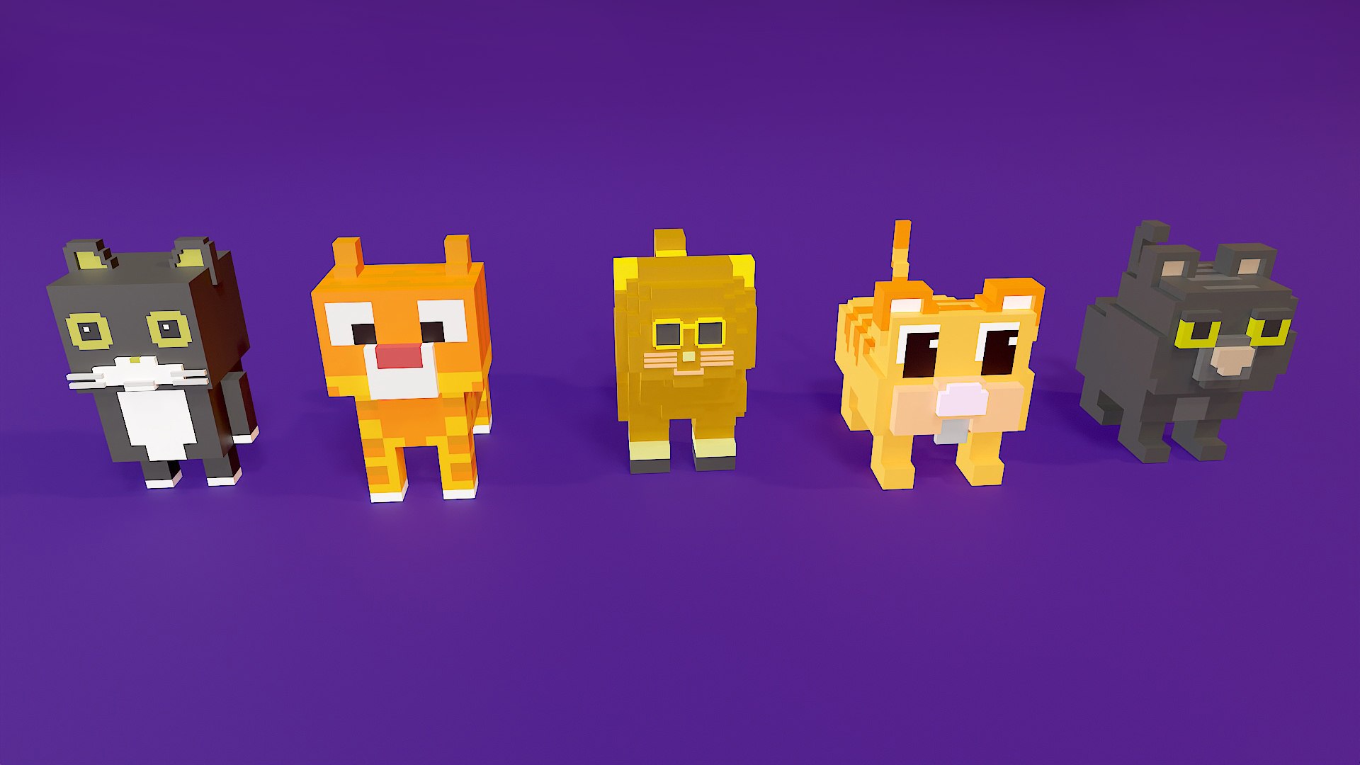 3D Model Cat Voxel Art Pack 3d Model - TurboSquid 2182602