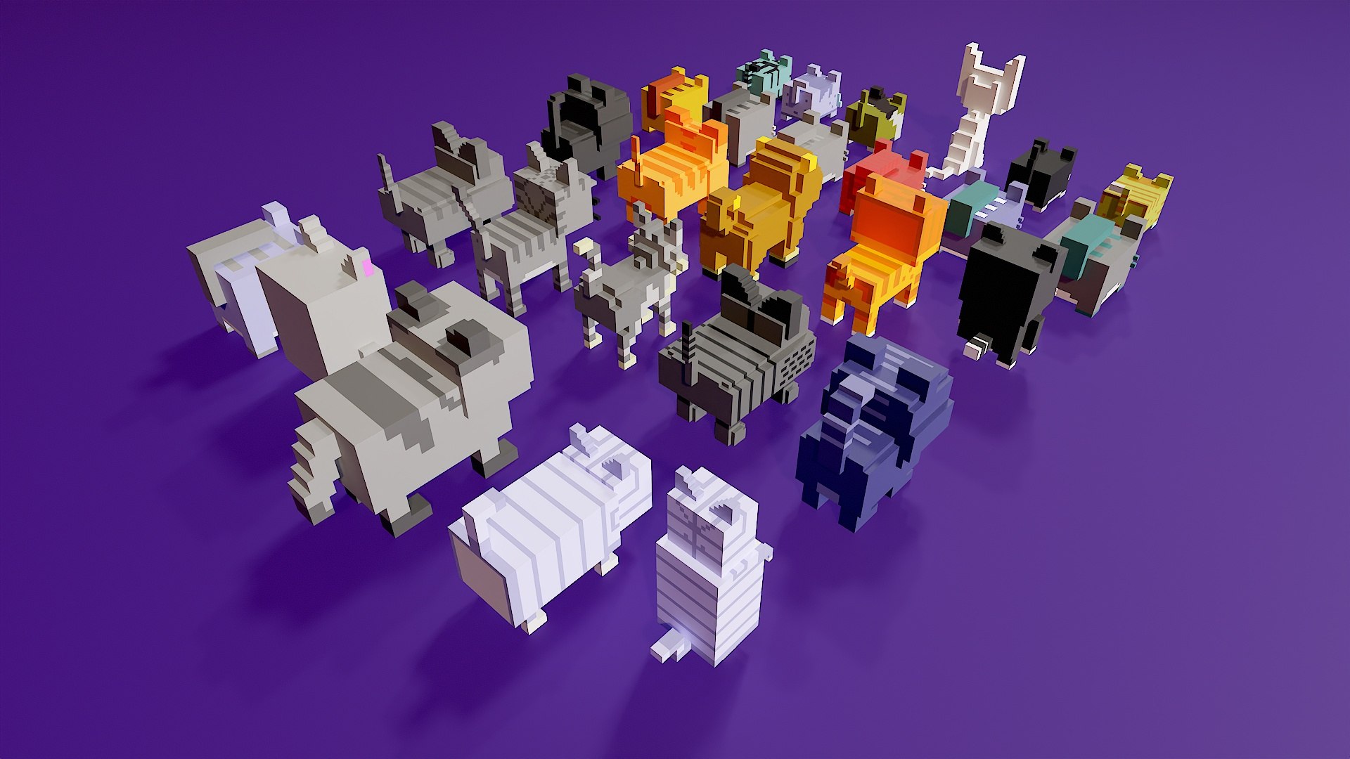 3D Model Cat Voxel Art Pack 3d Model - TurboSquid 2182602