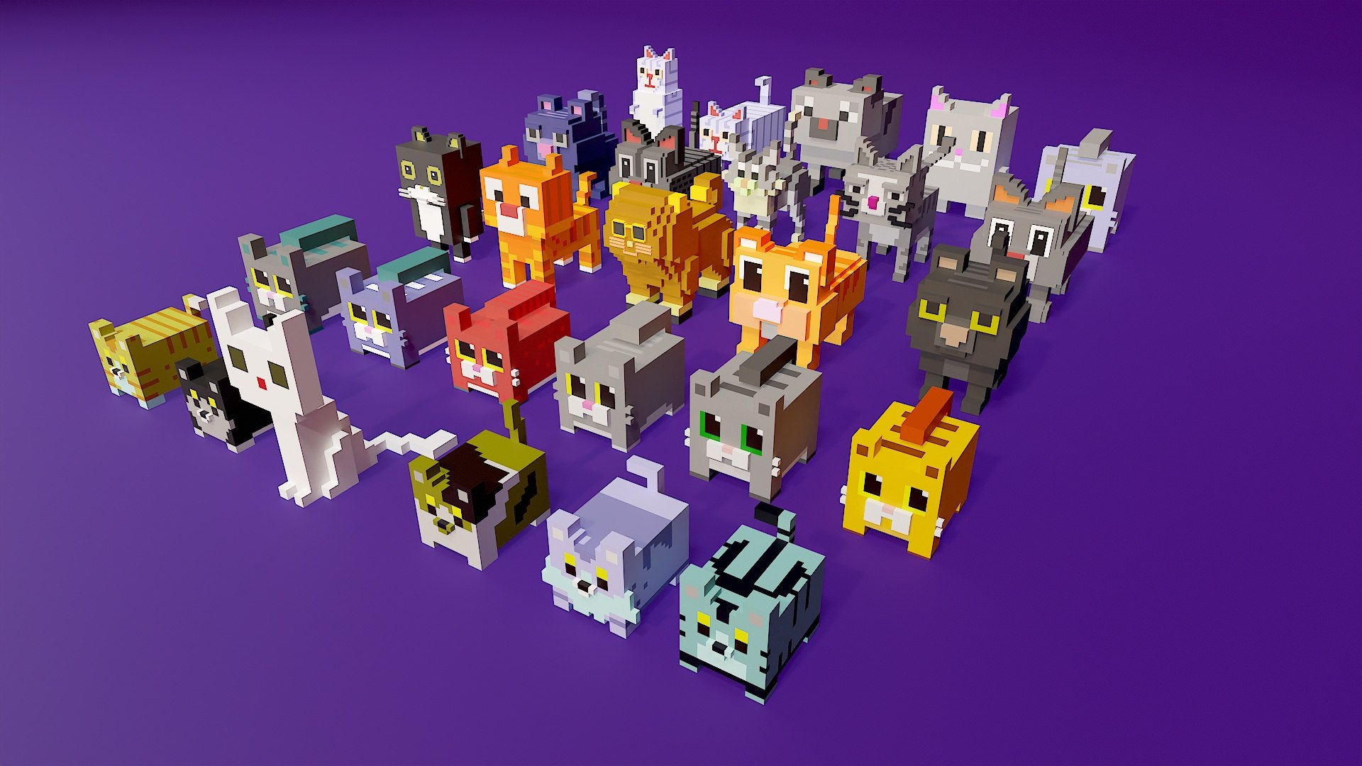 3D Model Cat Voxel Art Pack 3d Model - TurboSquid 2182602