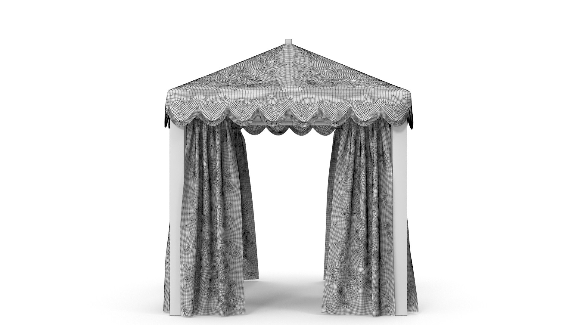 Wood Outdoor Tent With Curtains 3D Model - TurboSquid 1734566