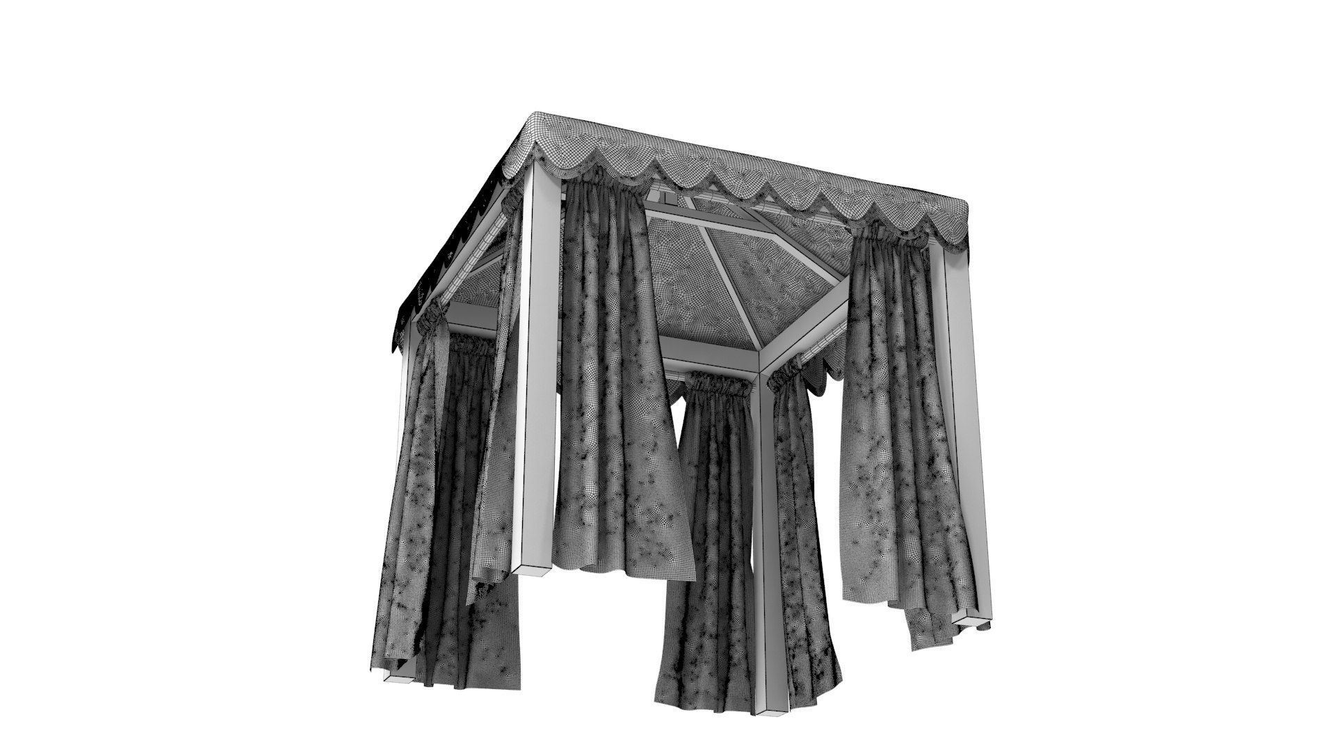 Wood Outdoor Tent With Curtains 3D Model - TurboSquid 1734566