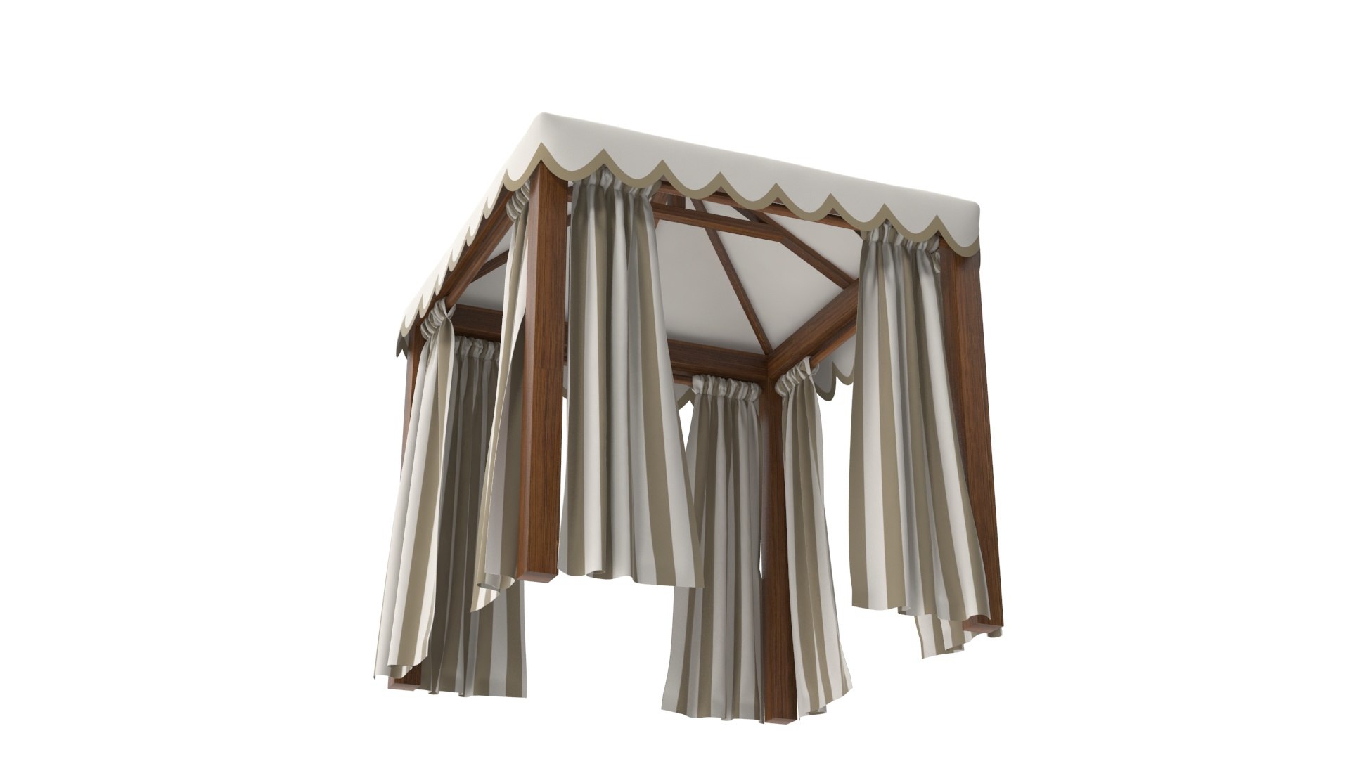Wood Outdoor Tent With Curtains 3D Model - TurboSquid 1734566