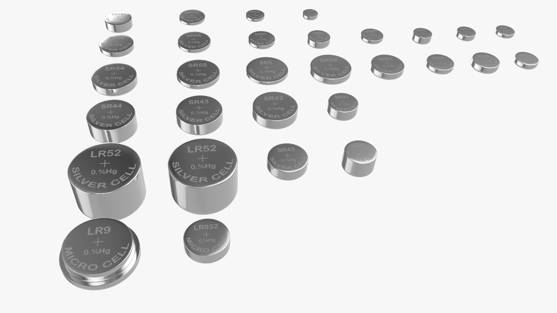 3D Model All Size Silver Oxide And Alkaline Battery Cells - TurboSquid ...