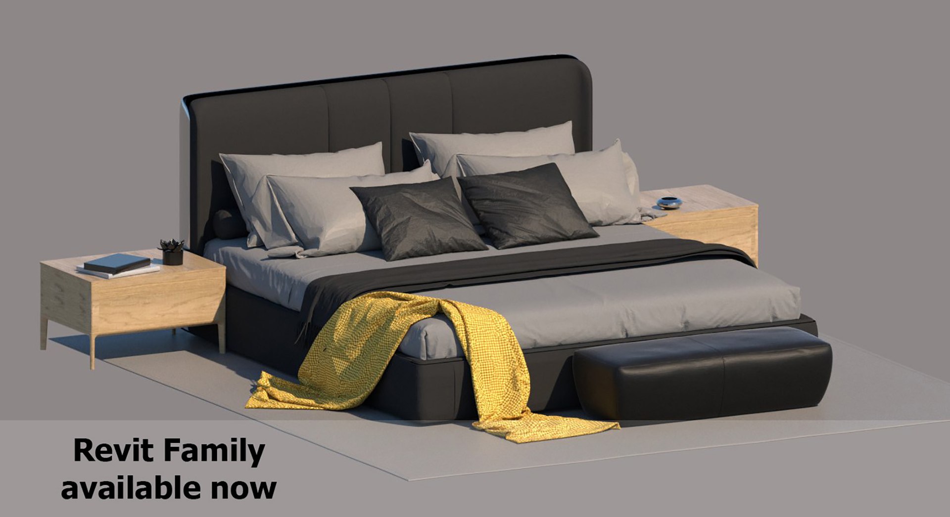 3D New Revit Family Double Bed D11 - TurboSquid 2027323
