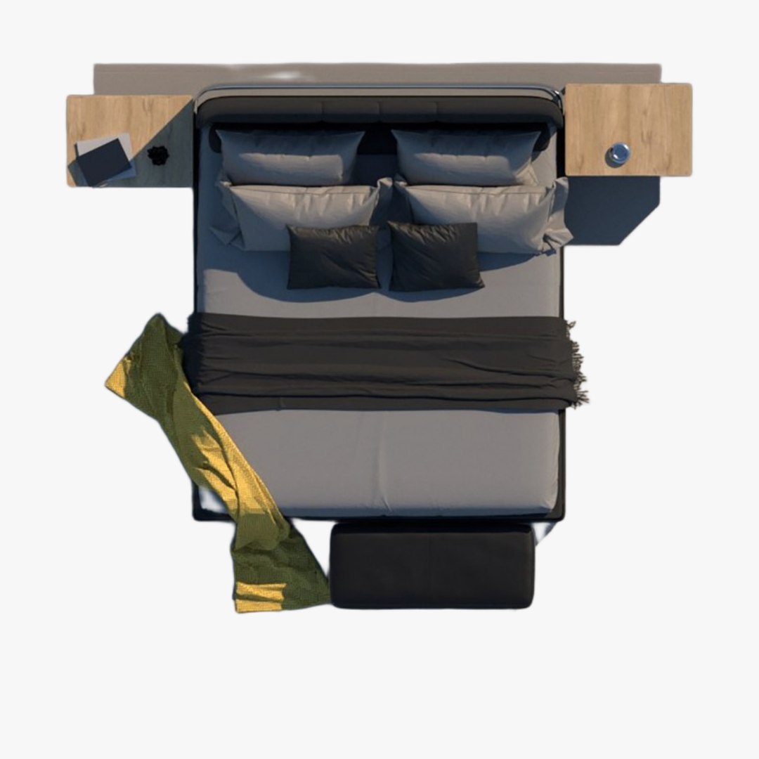 3D New Revit Family Double Bed D11 - TurboSquid 2027323