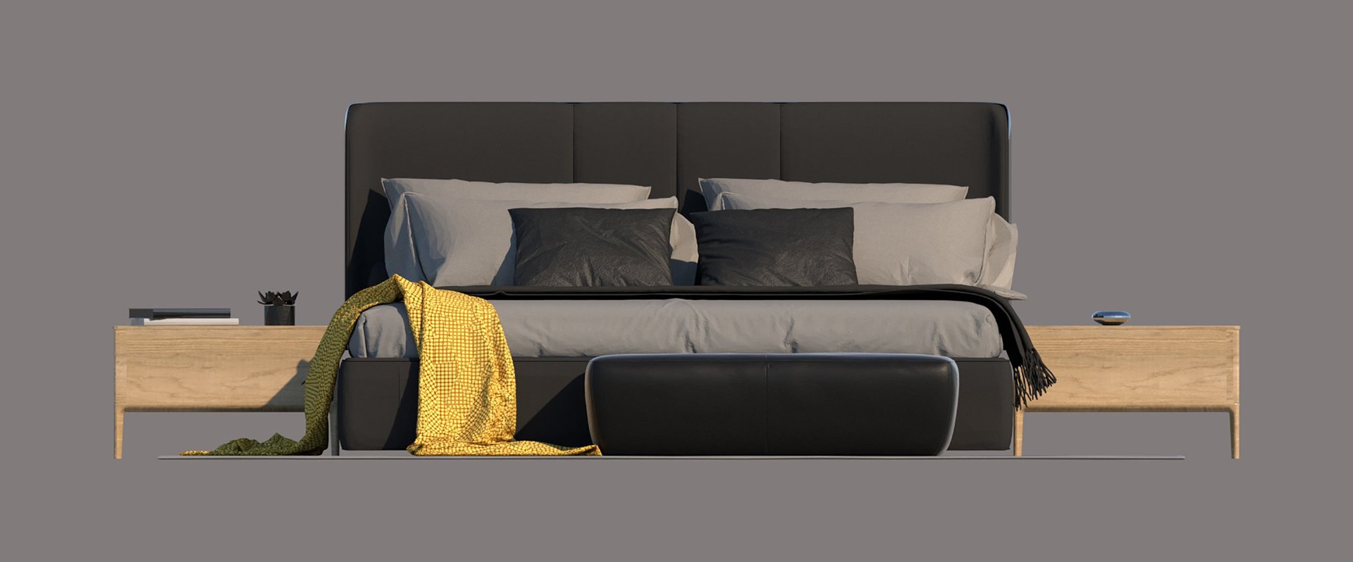 3D New Revit Family Double Bed D11 - TurboSquid 2027323