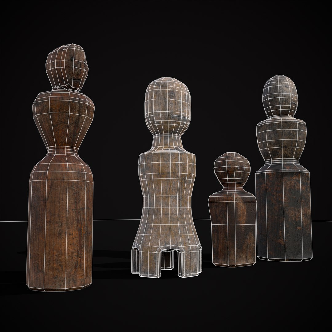 3D Model Old Wooden Dolls - TurboSquid 2153274