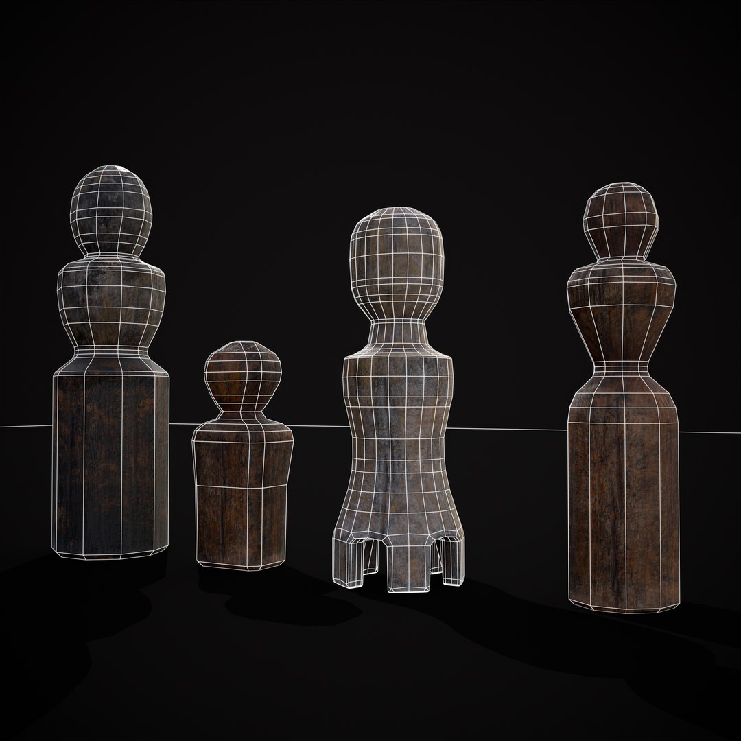 3D Model Old Wooden Dolls - TurboSquid 2153274