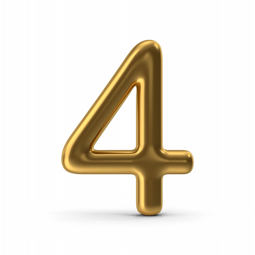 Number 4 Gold Model - TurboSquid 1866334