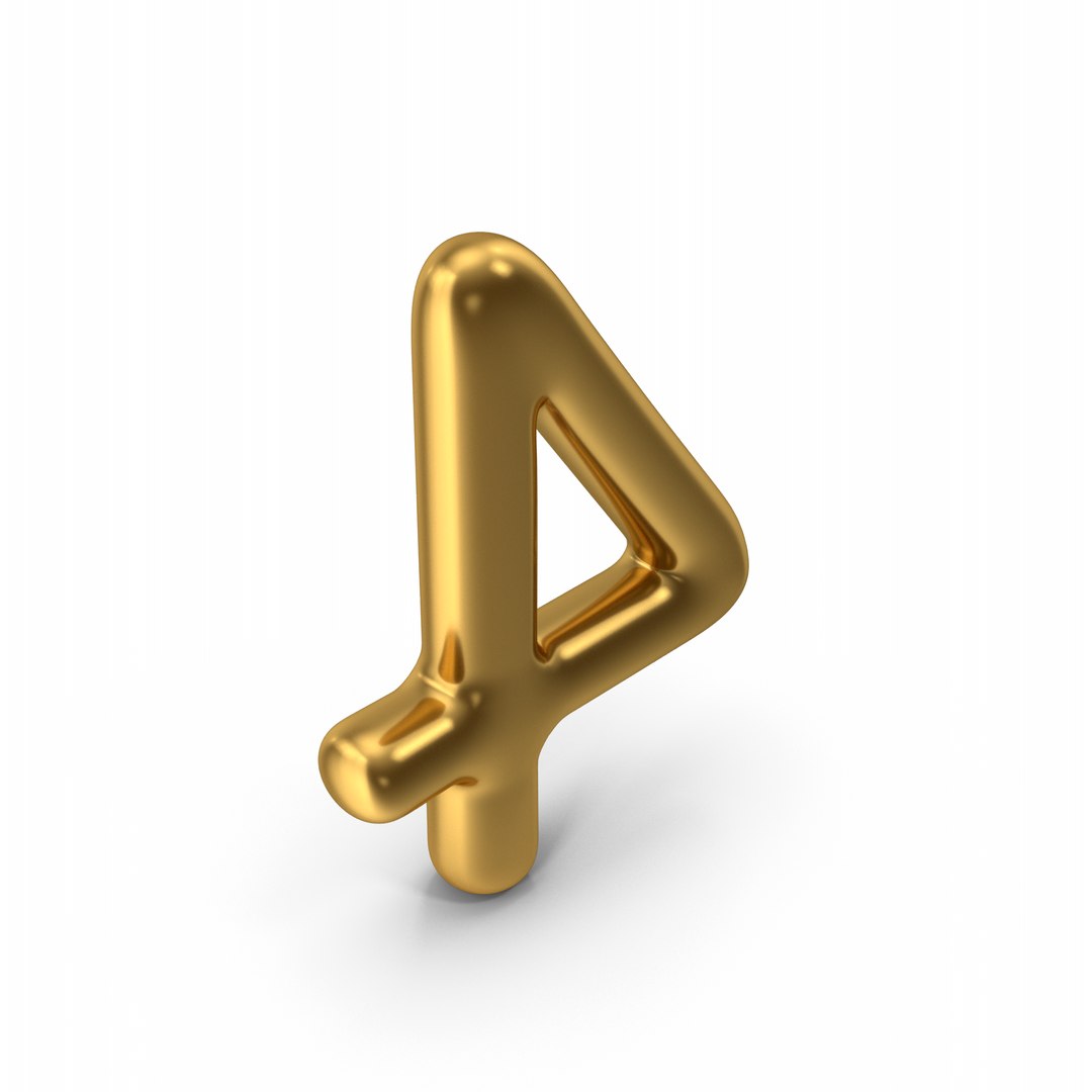 Number 4 Gold Model - TurboSquid 1866334