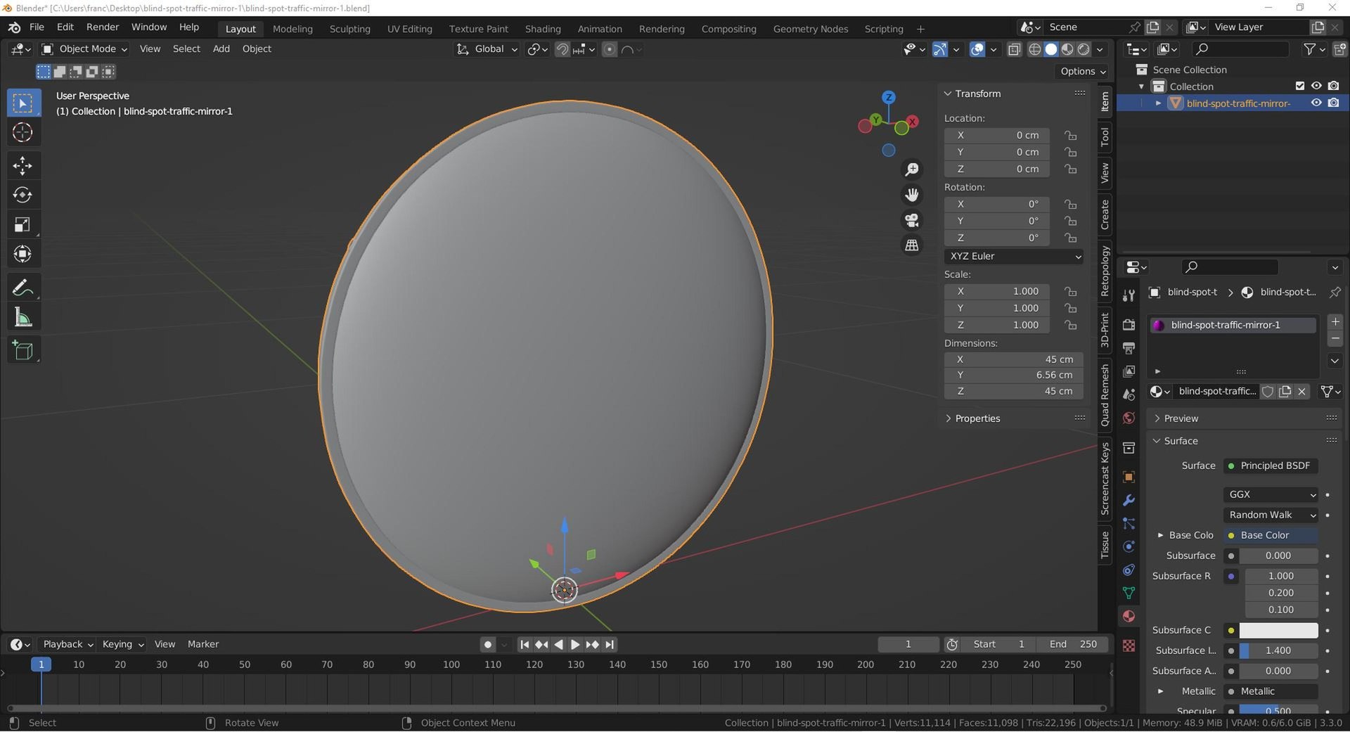 Blind Spot Traffic Mirror 1 Model - TurboSquid 2084010