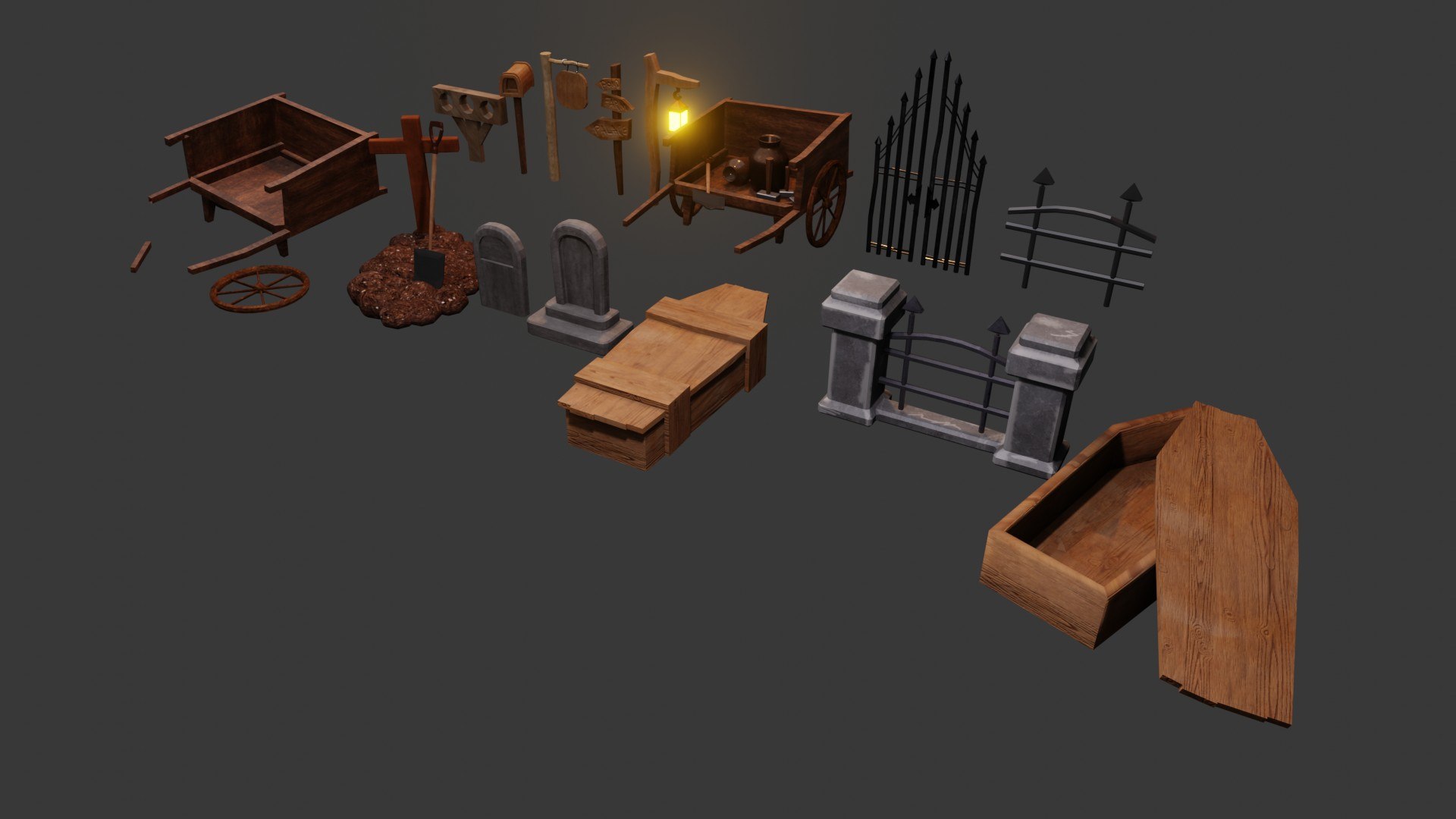 3D Old Cemetery Low Poly 16 game Assets - TurboSquid 1885259