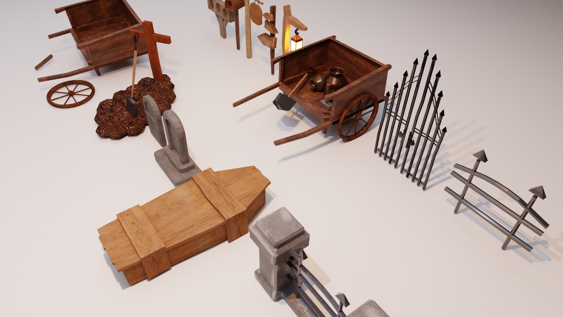 3D Old Cemetery Low Poly 16 game Assets - TurboSquid 1885259