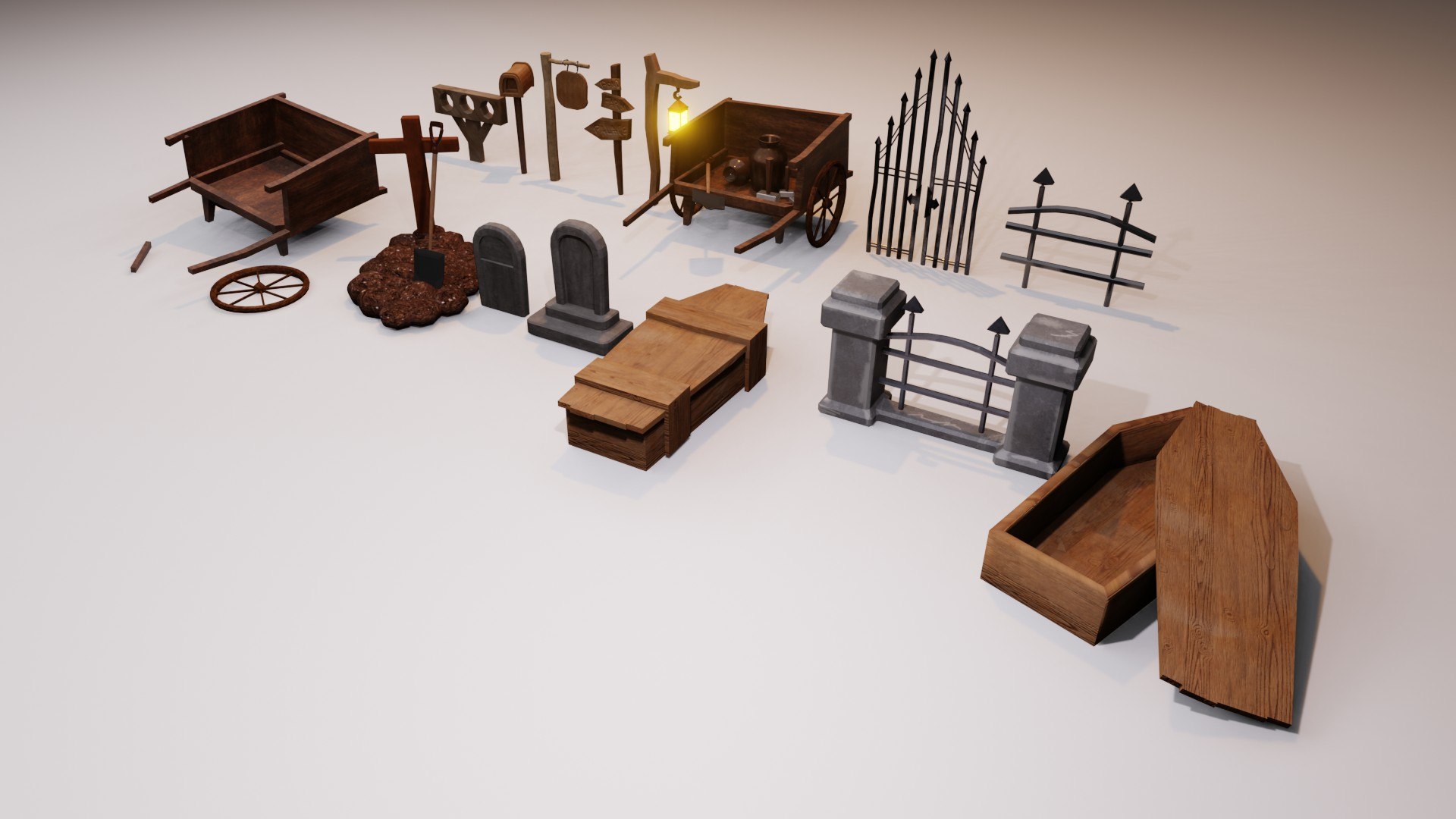 3D Old Cemetery Low Poly 16 game Assets - TurboSquid 1885259