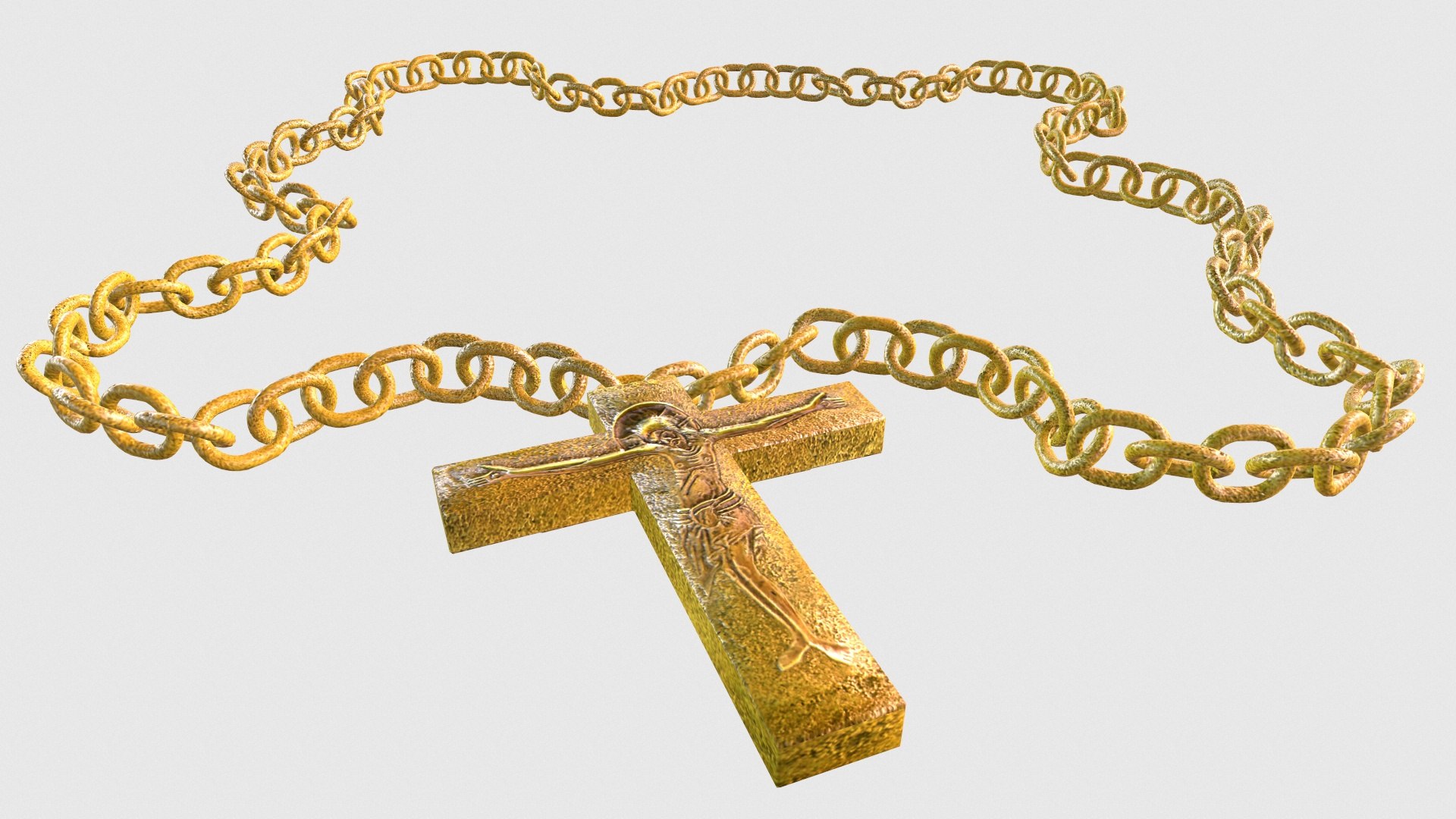 3D Golden Necklace Cross Model - TurboSquid 1658781