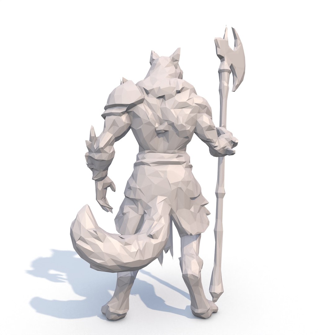 Anthropomorphic Anthro Wolf Warrior Low Poly 3D Model Model ...