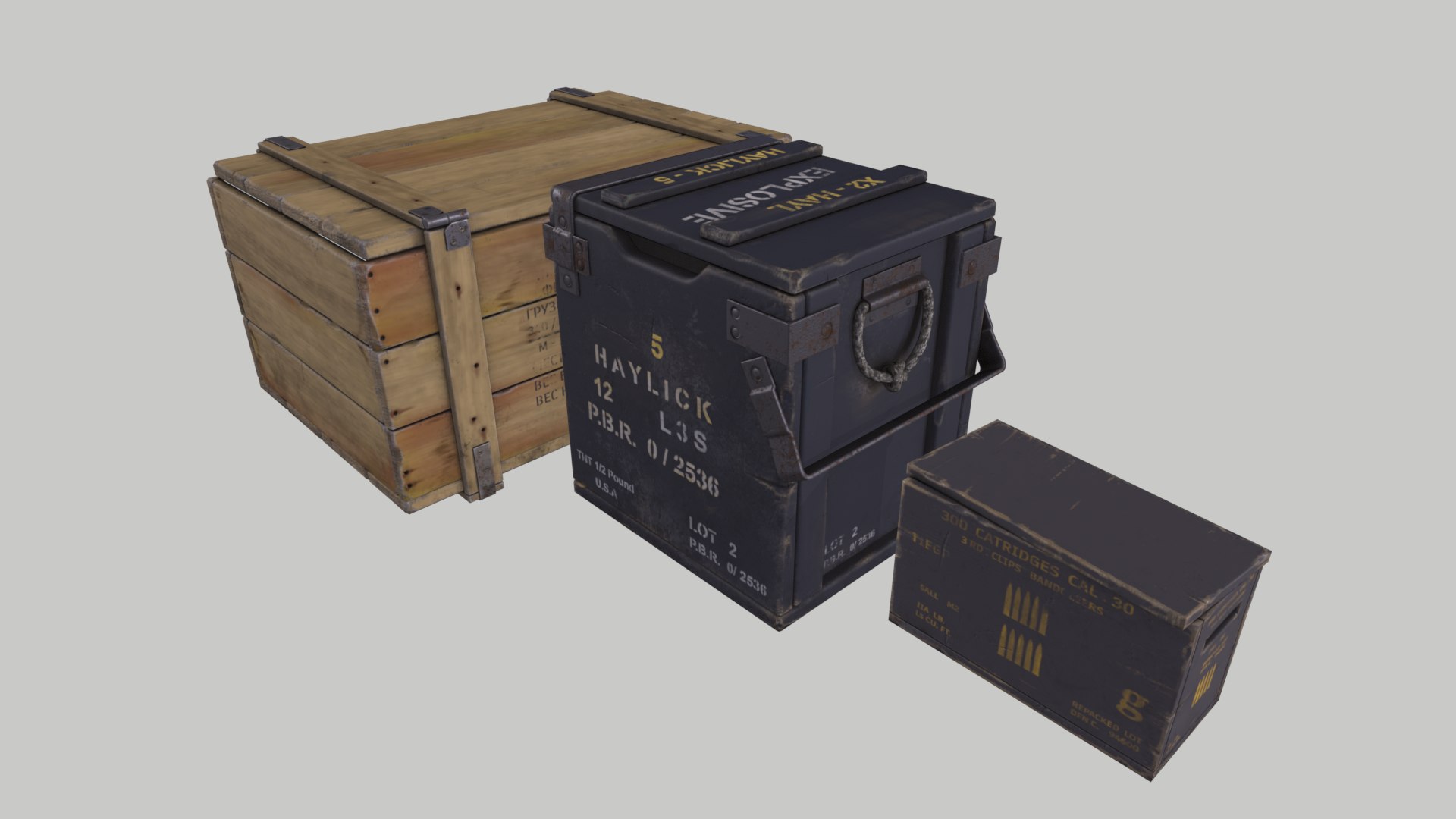 3D WWII Set Of Ammo Boxes - TurboSquid 2025586