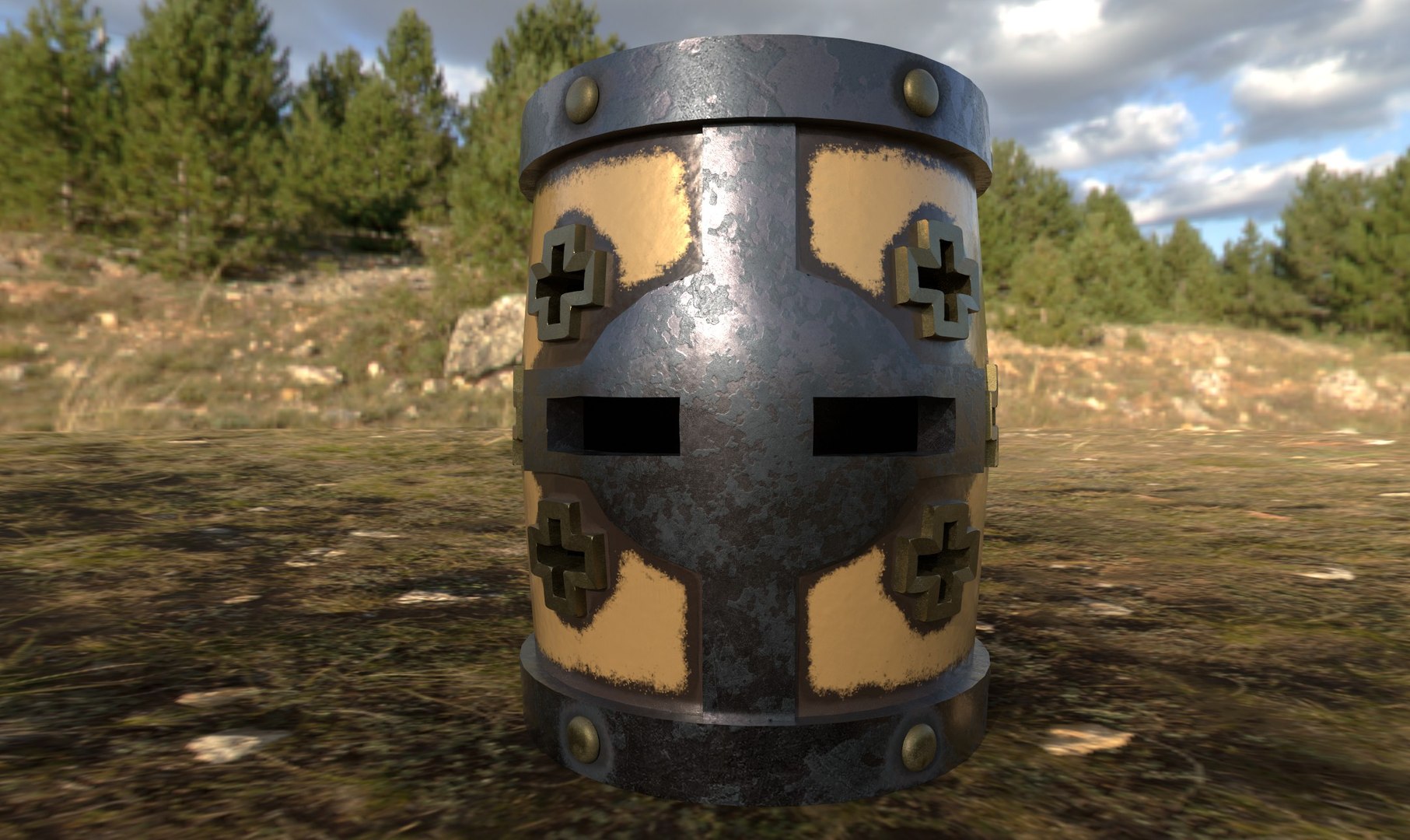 Stylized Medieval War Helmet PBR Game Ready Low-poly 3D Model 3D ...