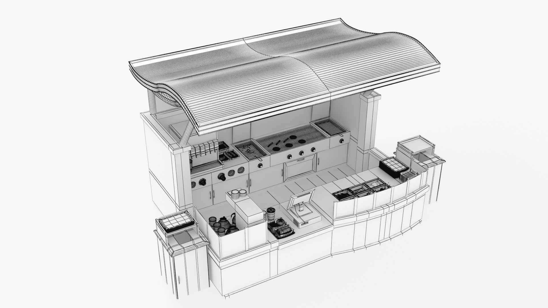 Restaurant food stall model - TurboSquid 1459036