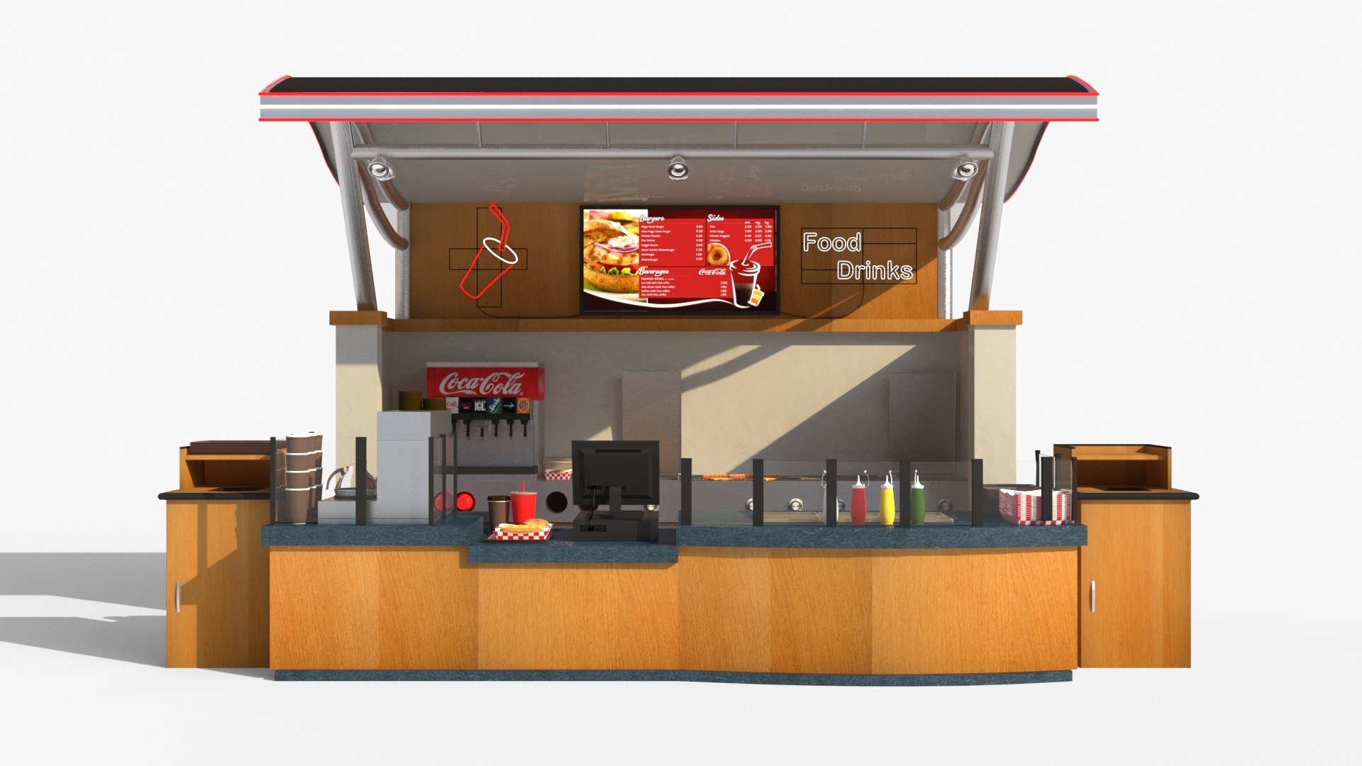 Restaurant Food Stall Model - TurboSquid 1459036