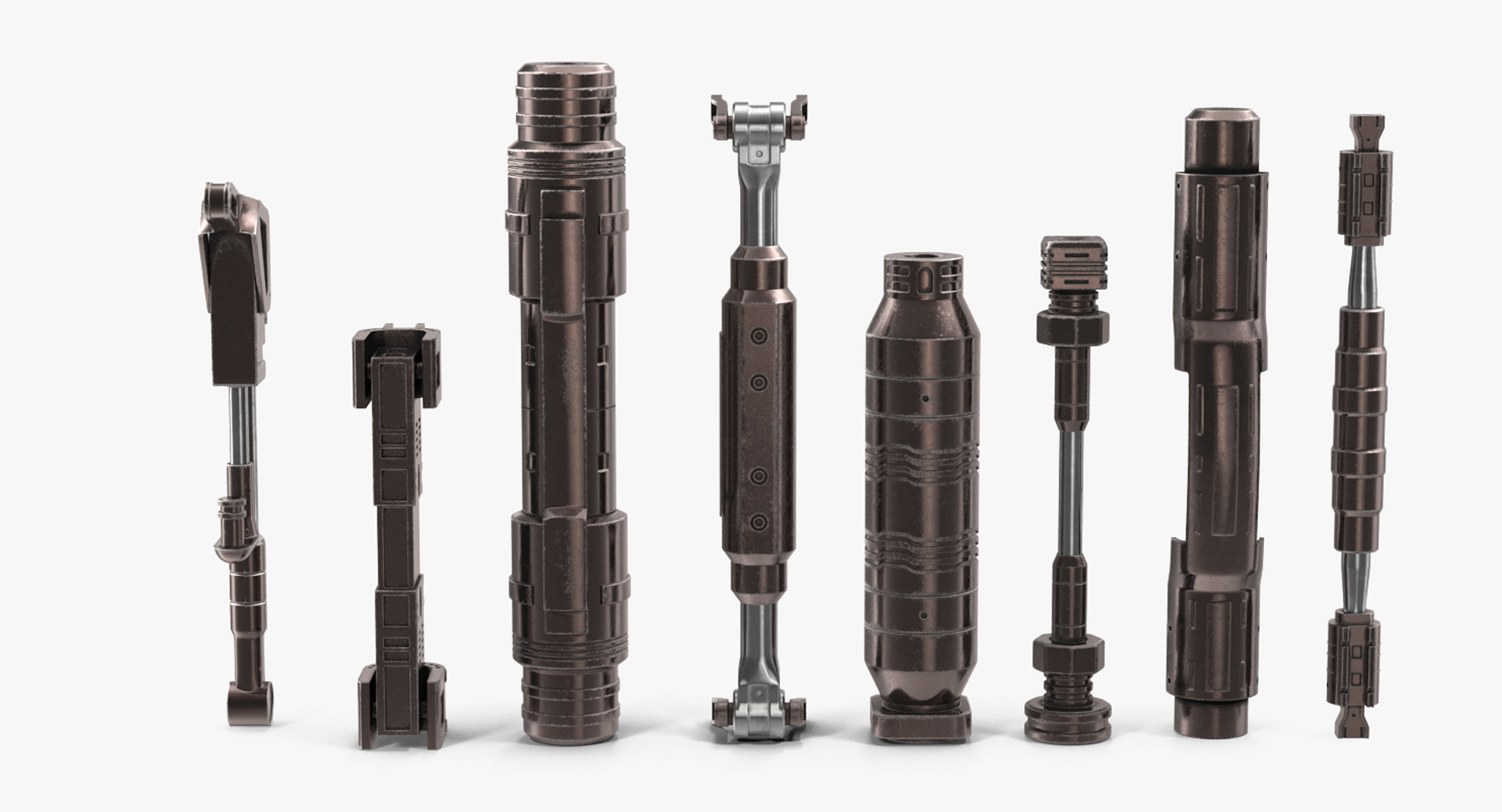 3d sci fi anodized pistons