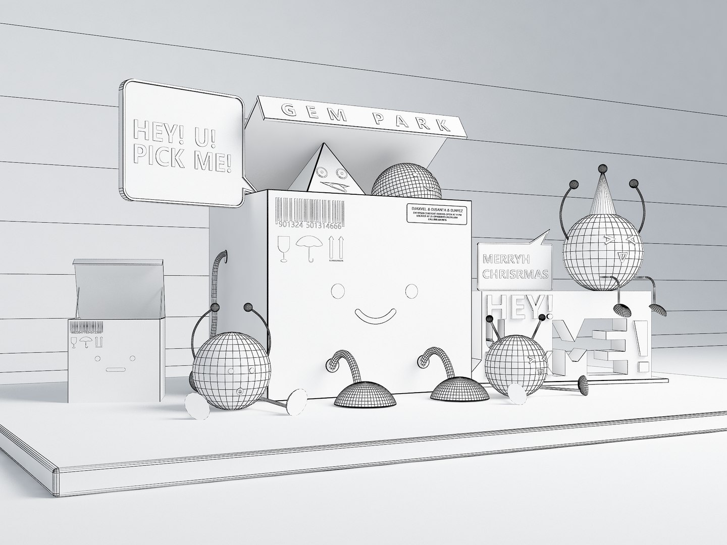 Modern Display Design Cartoon Display Stack Commercial Display Design ...