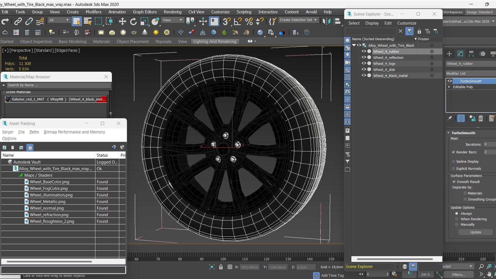 3D Alloy Wheel With Tire Black - TurboSquid 2288498