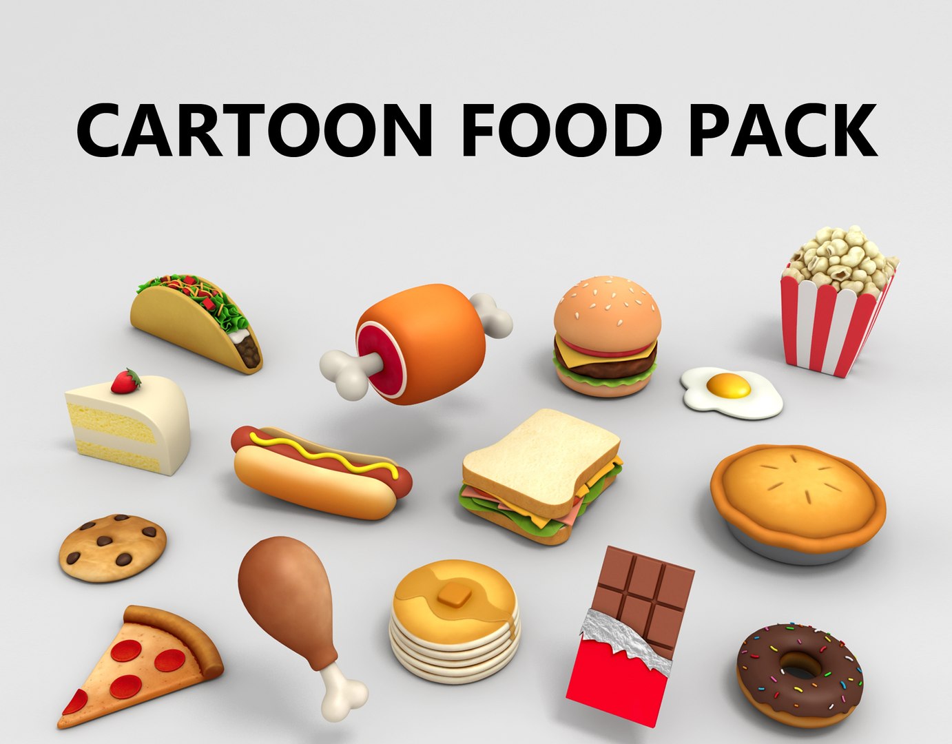 3D Model Cartoon Food Pack - TurboSquid 1302664